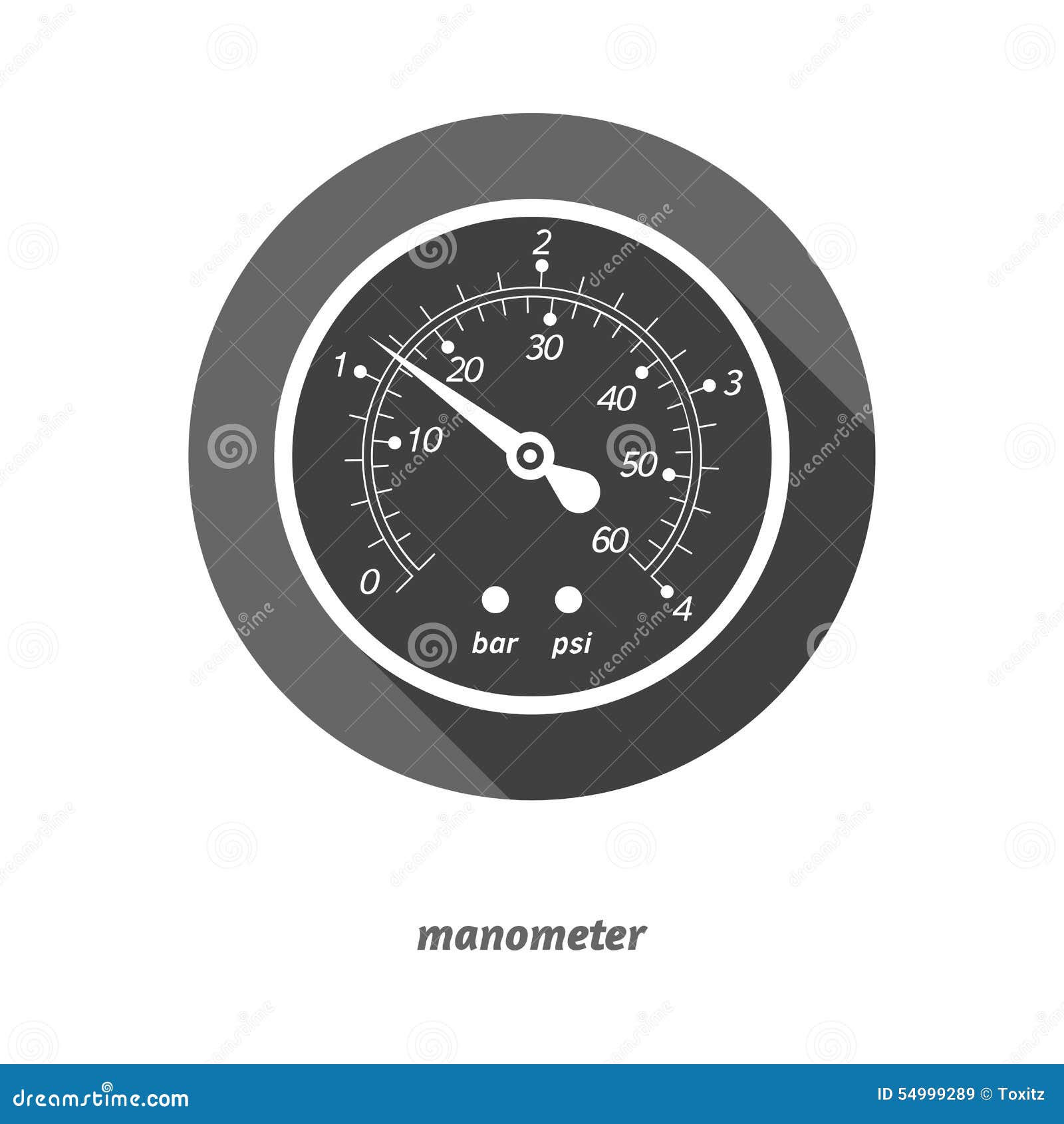 Vector Illustration of Flat Styled Manometer with Drop Shadow. Stock ...