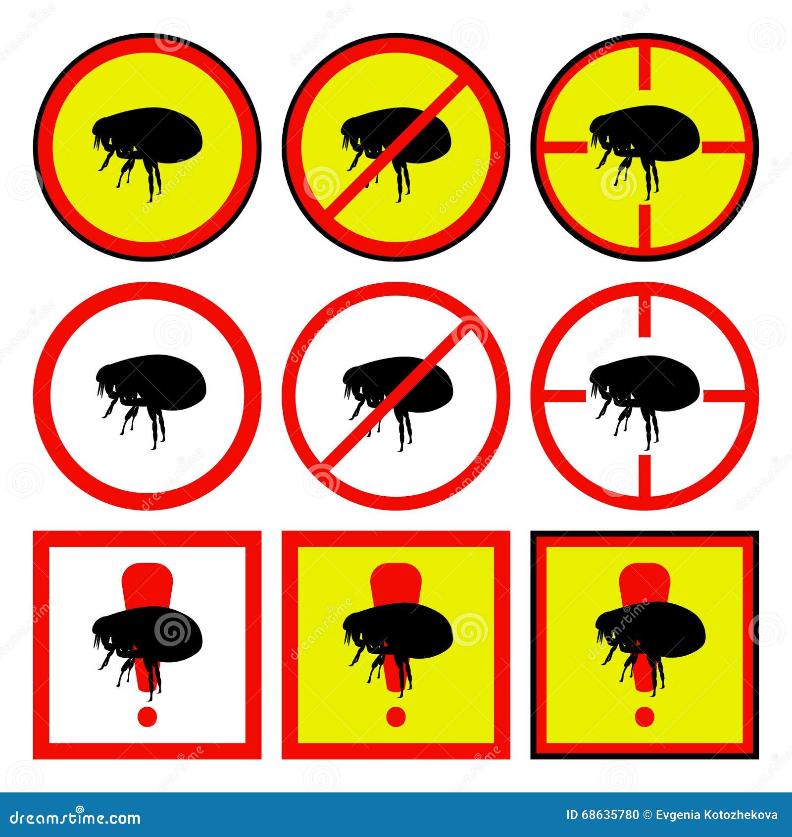 Vector Illustration Flea Icons Stock Vector - Illustration of health ...