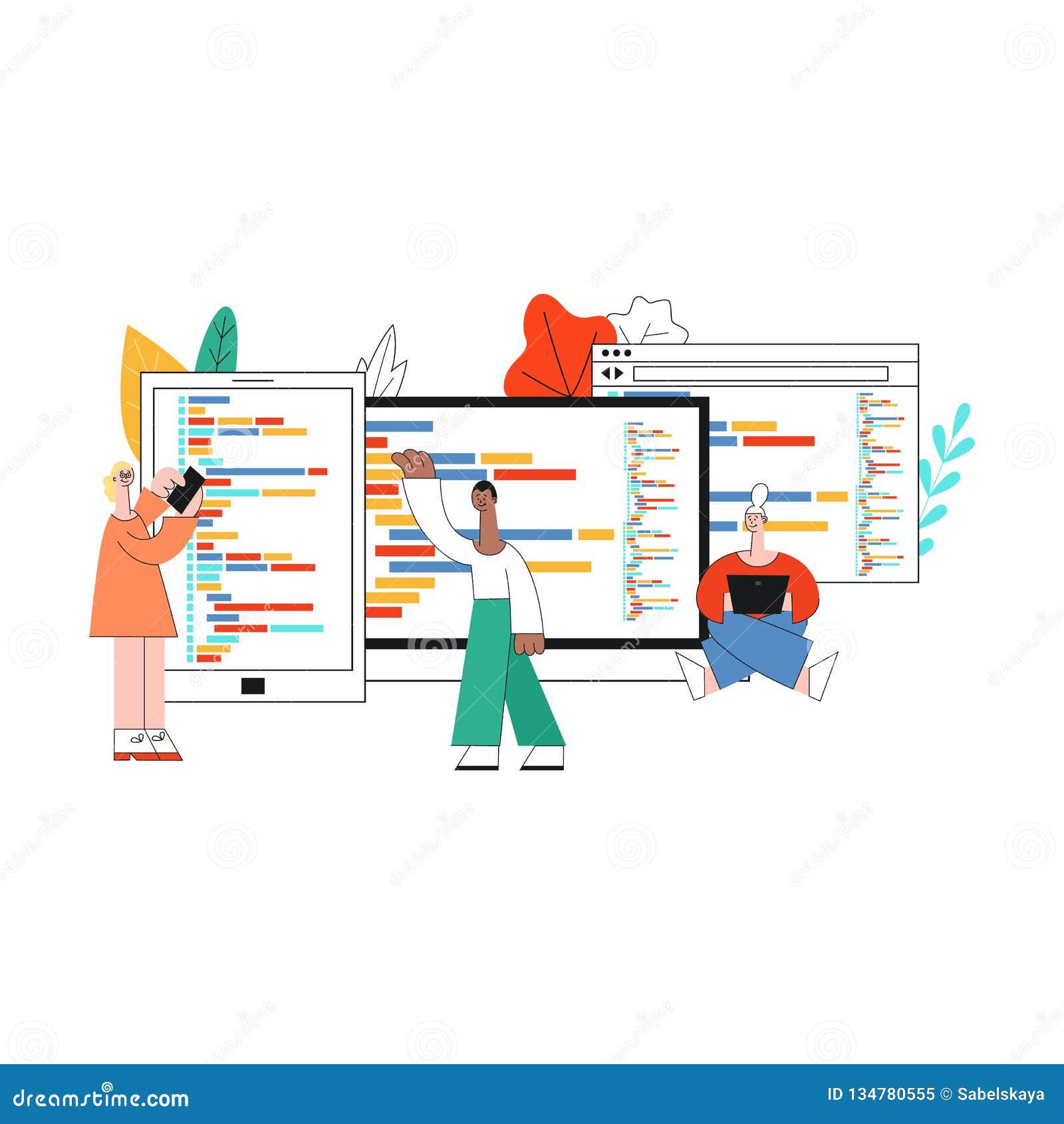 Vector Illustration of Flexible Application Development Concept in Flat ...