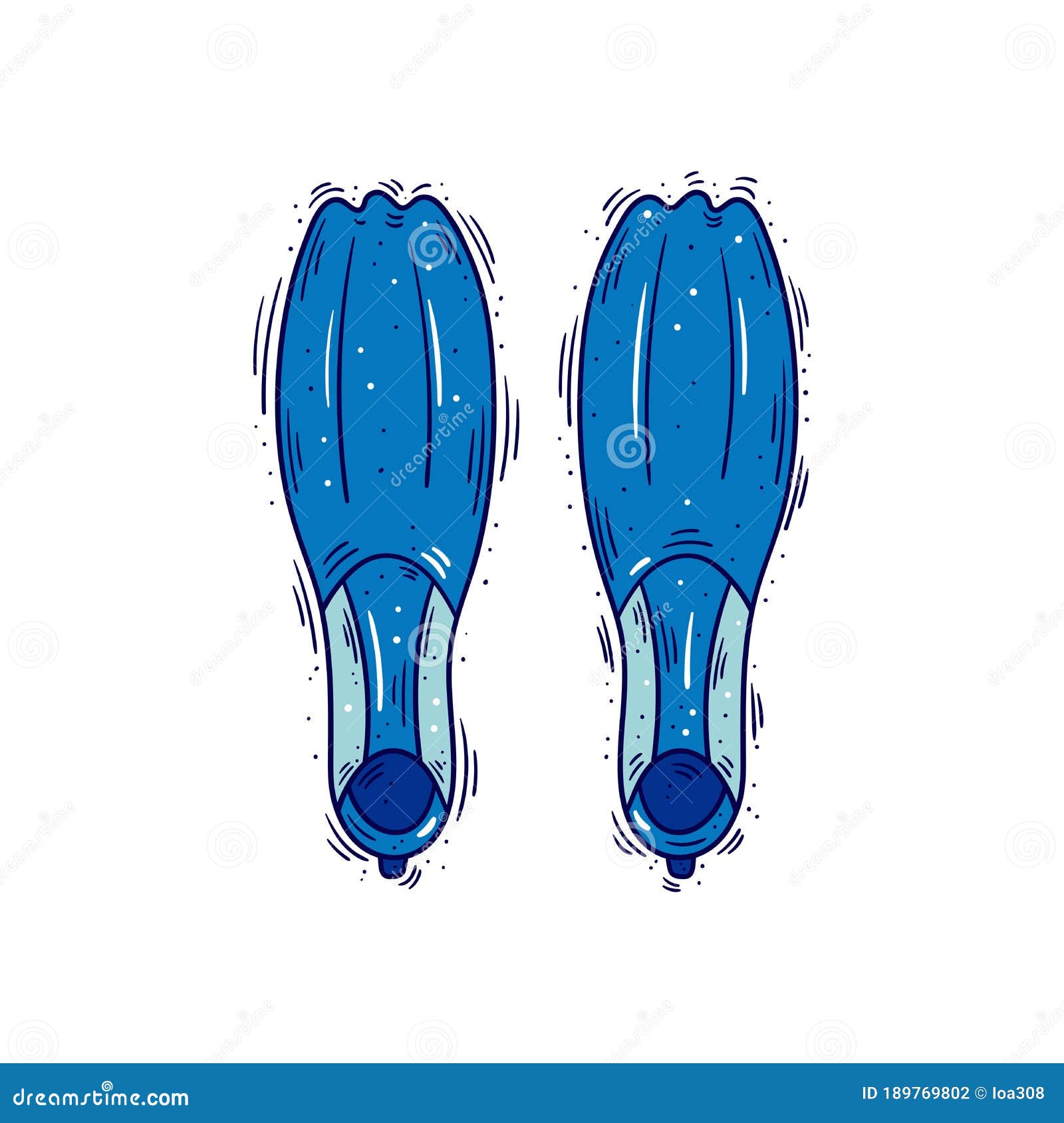 Vector Illustration of Flippers, Hand Drawn Cartoon Icon, Isolated ...
