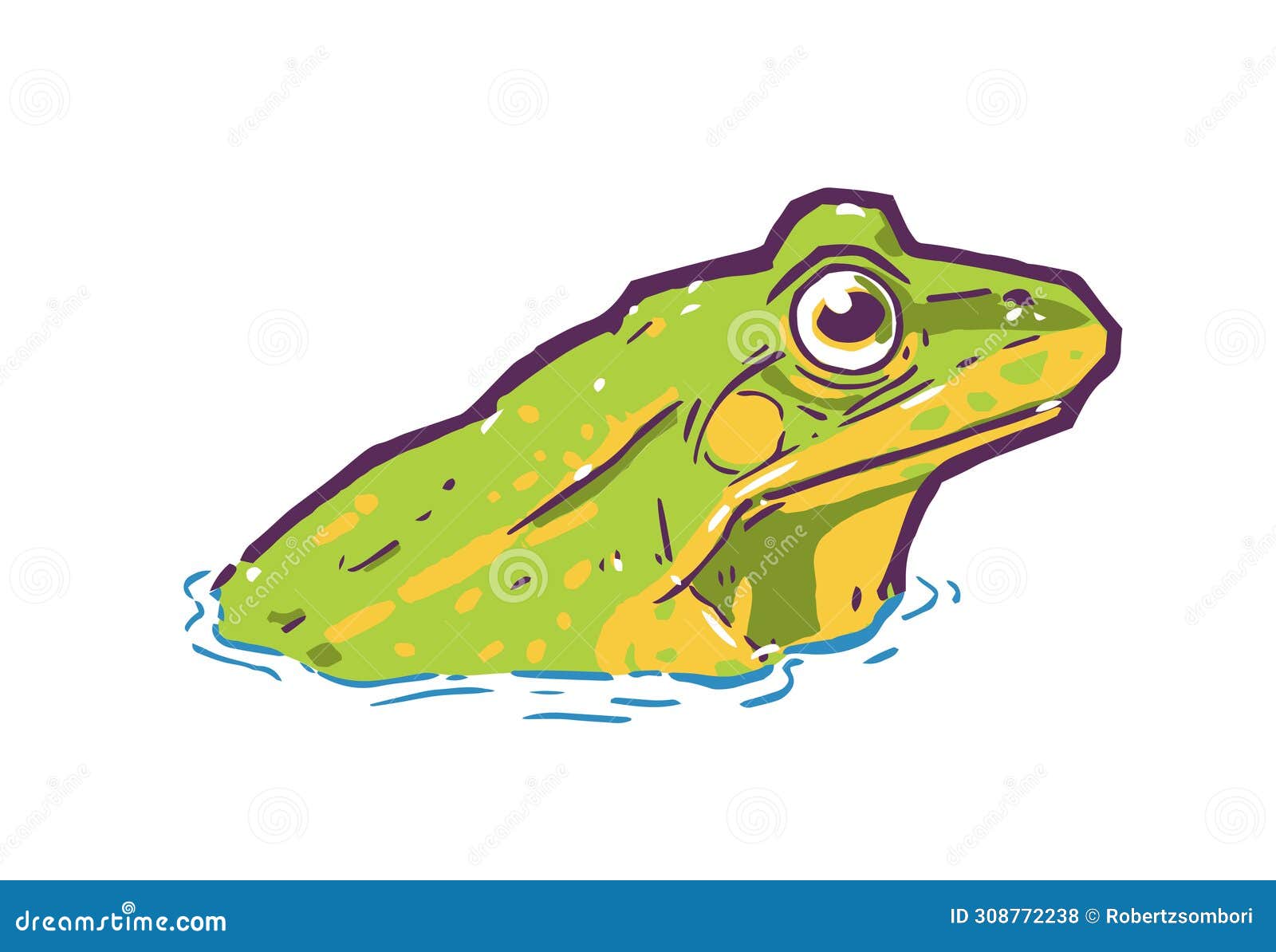 Vector Illustration of Floating Frog in Water in Color Stock Vector ...