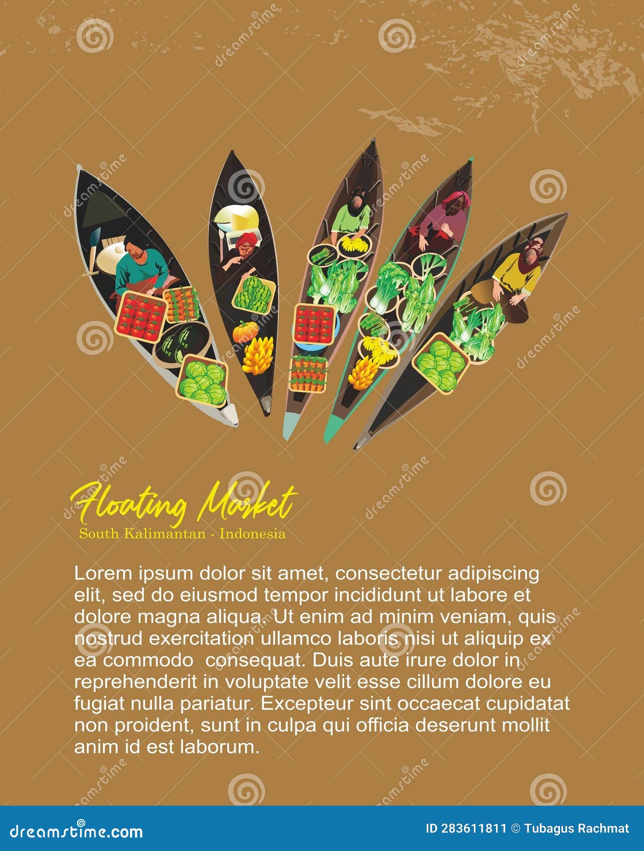 Floating market stock illustration. Illustration of fruit - 283611811