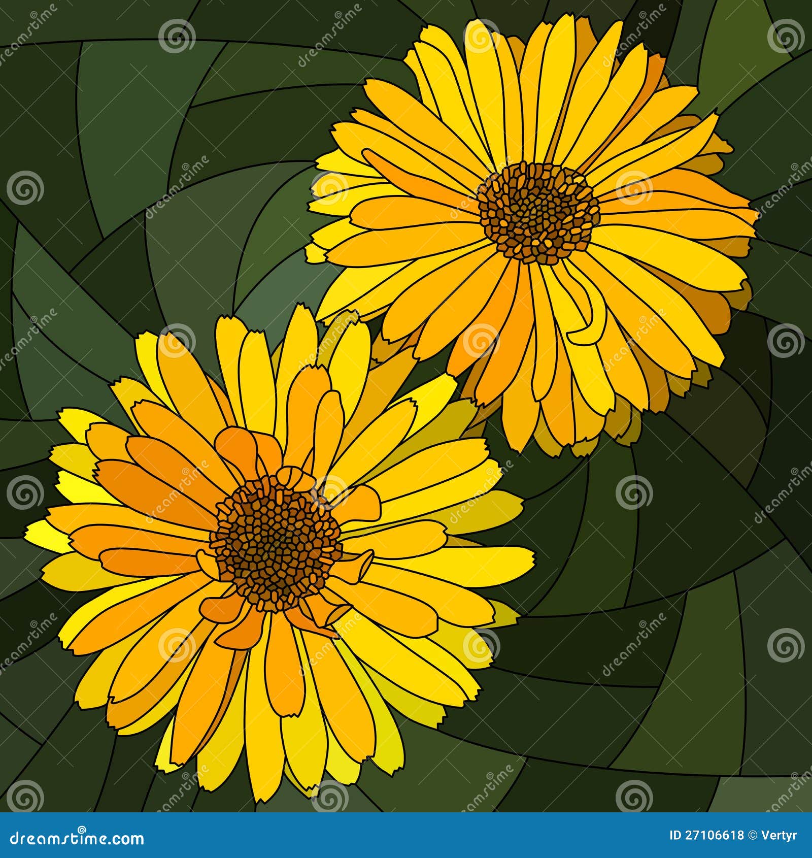 Vector Illustration of Flower Yellow Calendula. Stock Vector ...