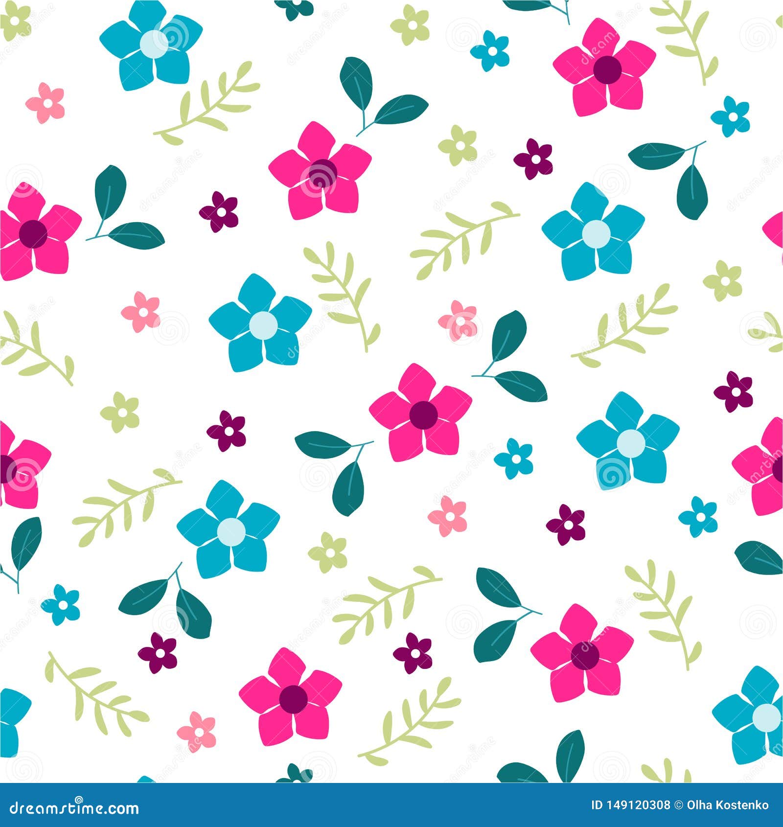 Flowers Background. Paint Flowers Pattern Stock Vector - Illustration ...