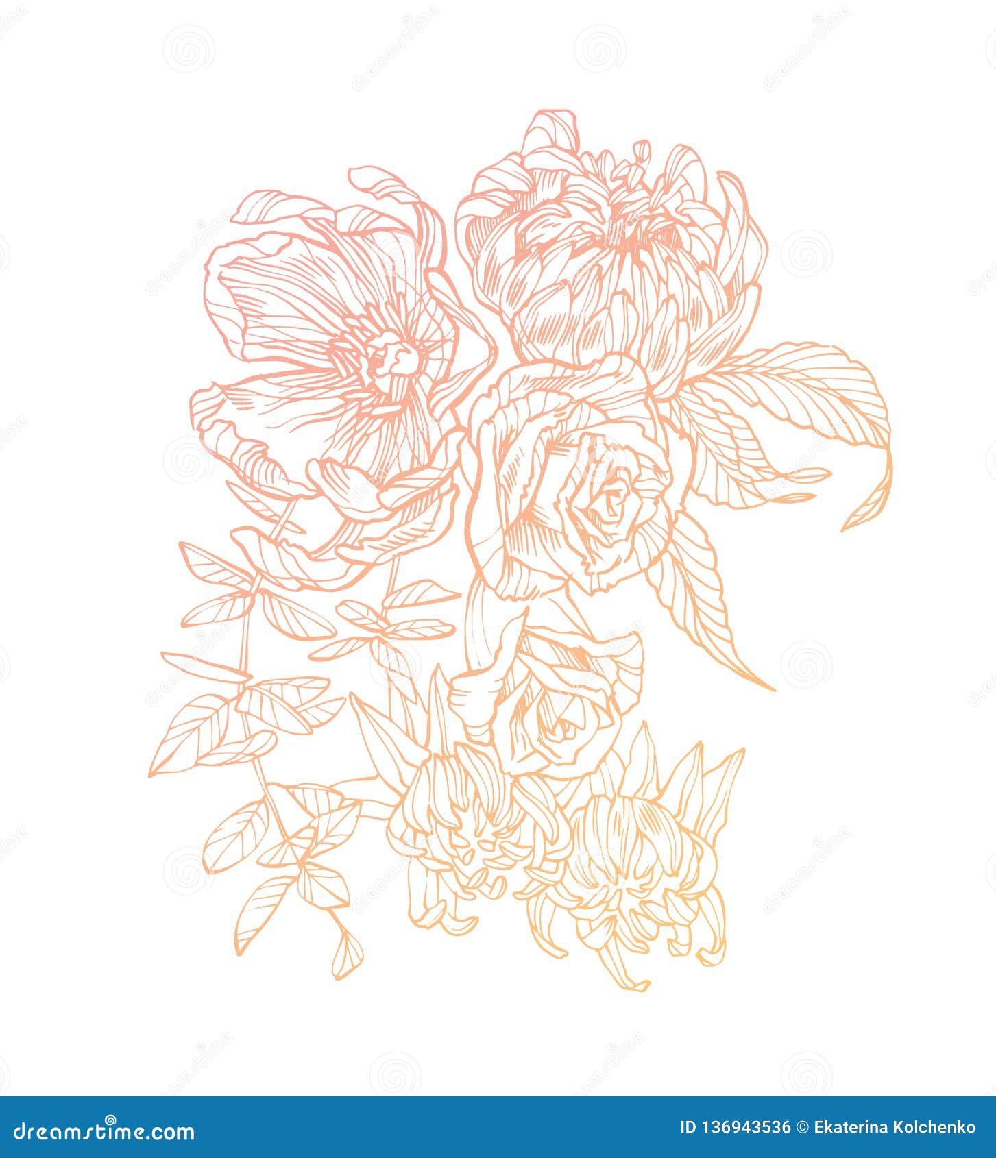 Floral Illustration. Vecor Artwork of Flowers. Isolated Artwork Stock ...