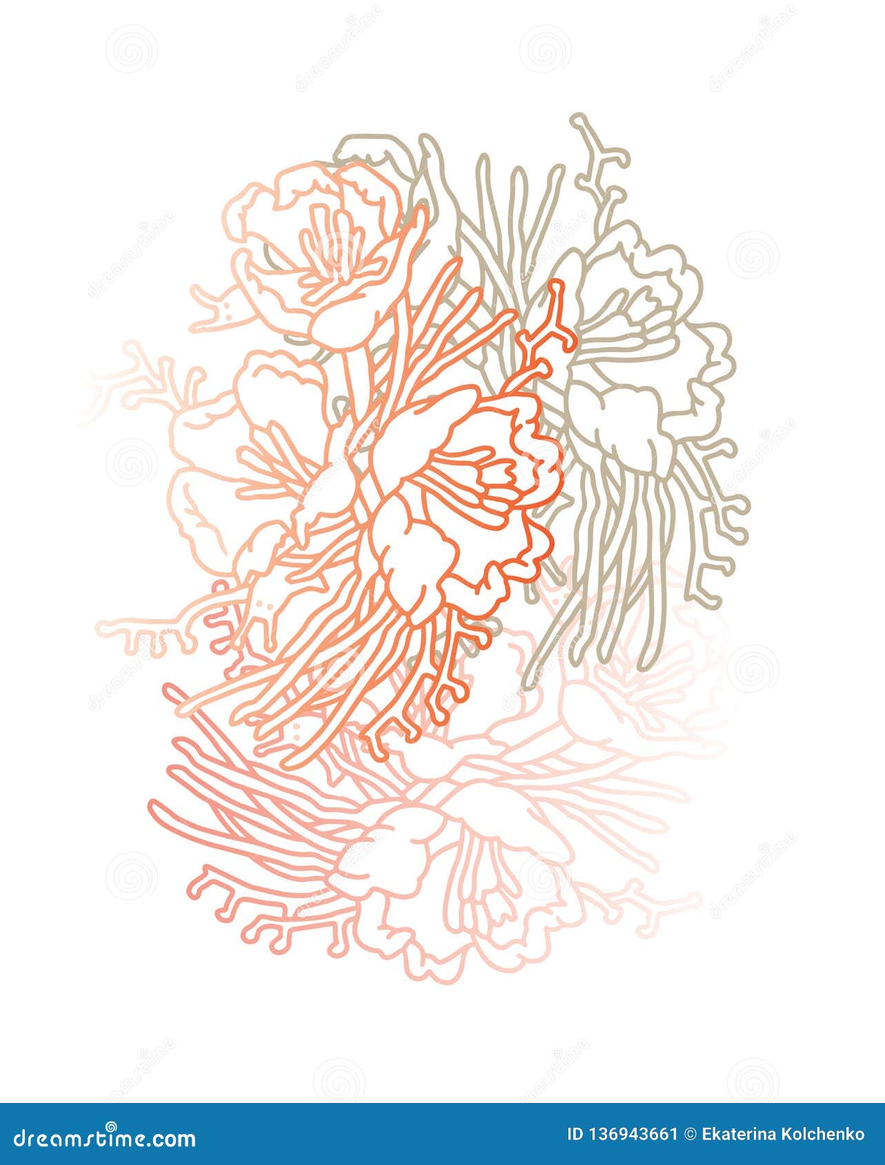 Floral Illustration. Vecor Artwork of Flowers. Isolated Artwork Stock ...