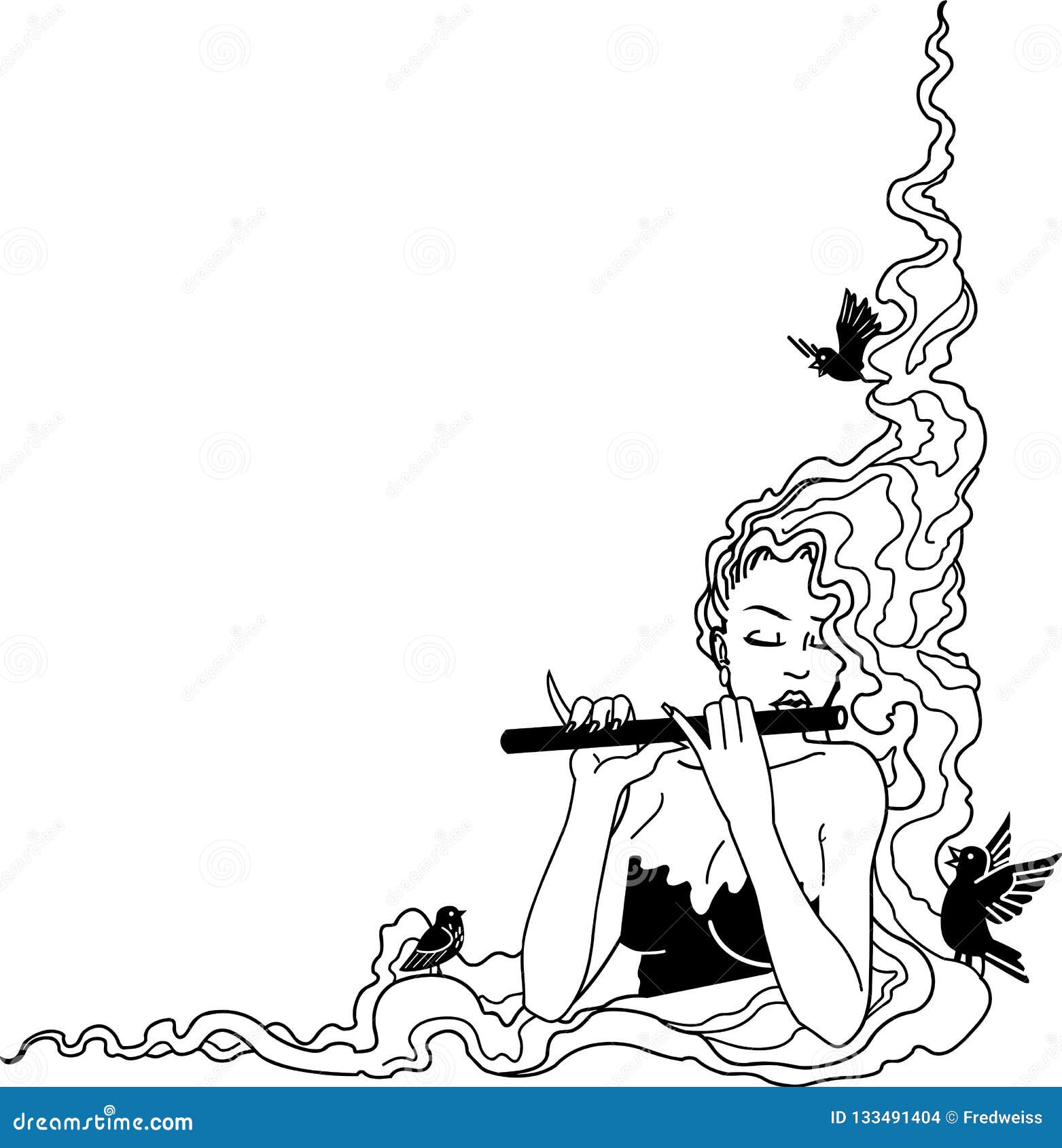 Flute Player Illustration stock vector. Illustration of flute - 133491404