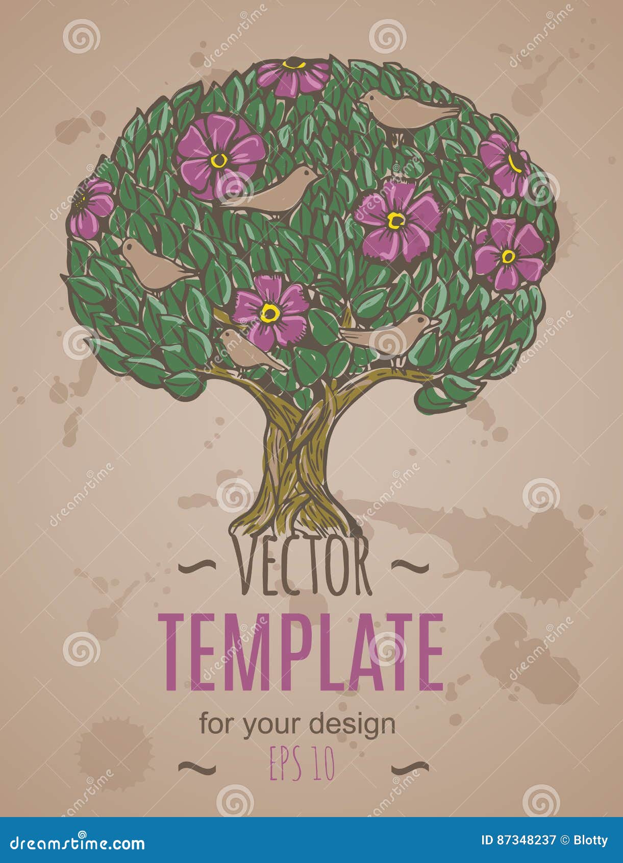Vector Illustration of the Flyer, Brochure or Template Design with Tree ...