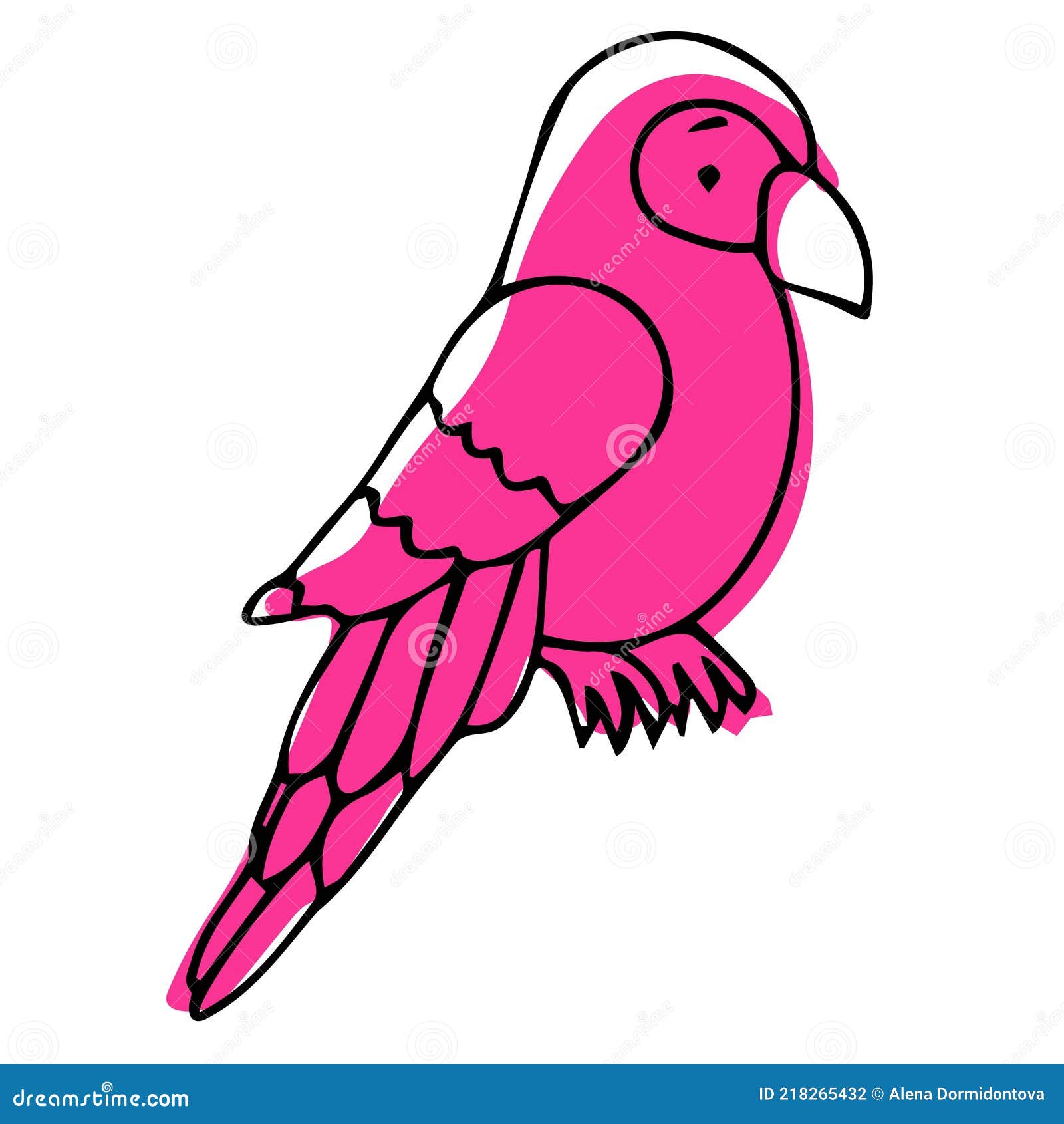 Vector Illustration with Flying Bird in Doodle Style. a Parrot that Can ...