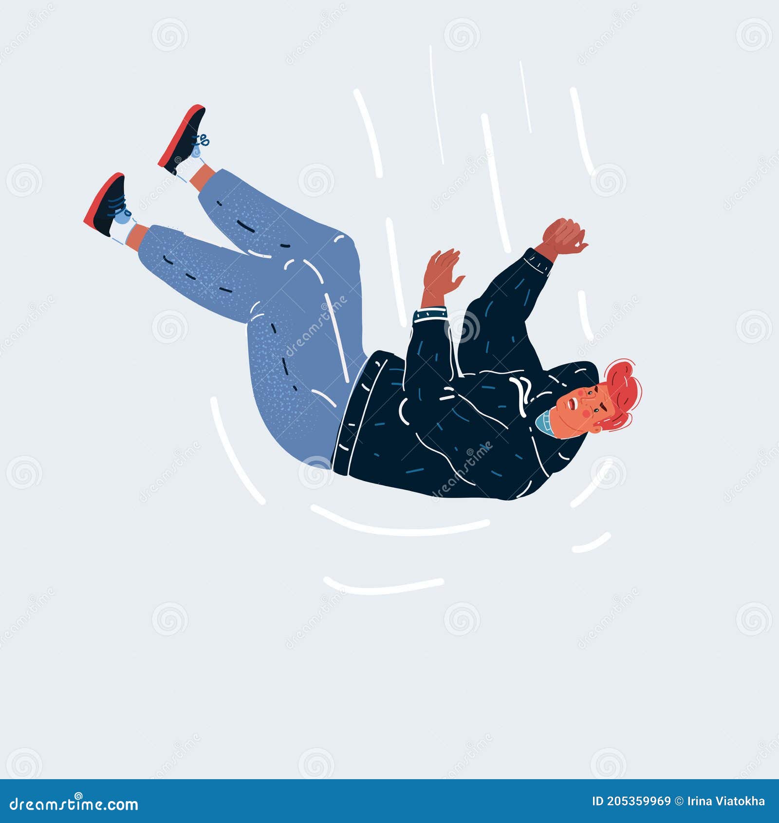 Vector Illustration of Flying Falling Man on White Backround. Stock ...