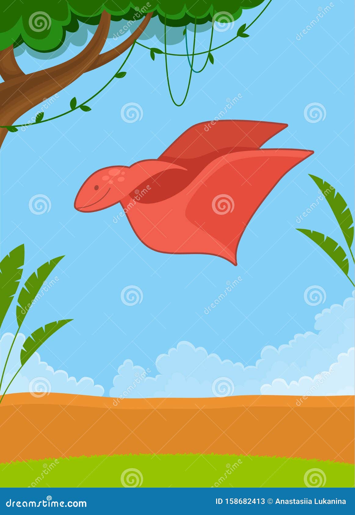 Red flying pterodactyl stock vector. Illustration of creature - 158682413