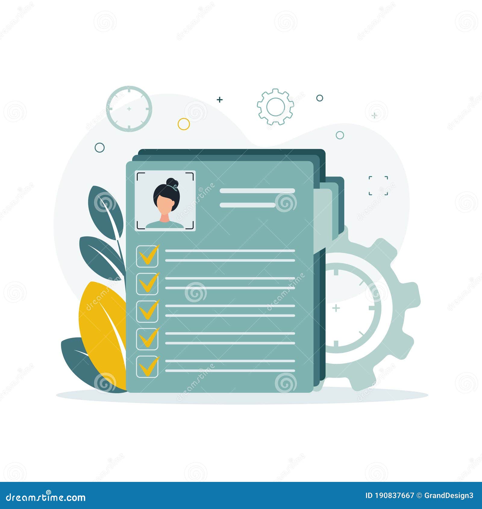 Vector Illustration of a Folder with a Dossier and a Photograph of a ...