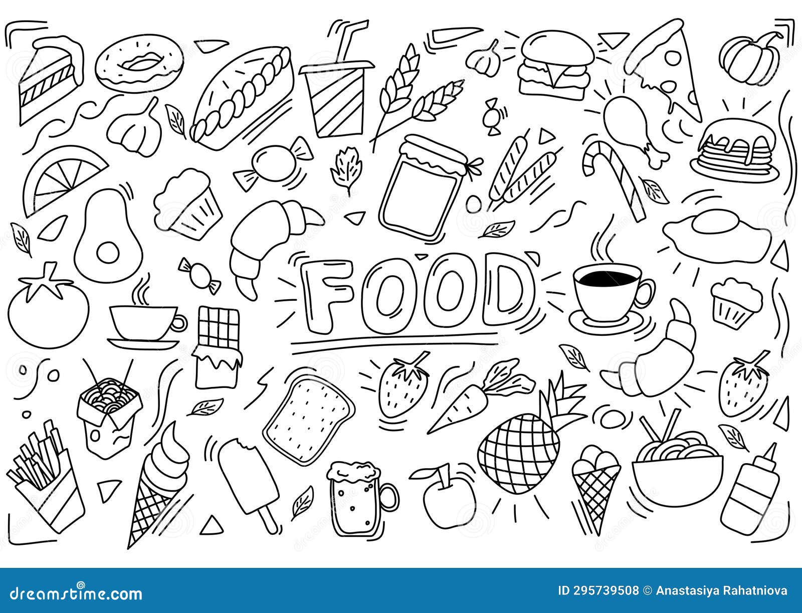 Vector Illustration of Food Doodle Stock Illustration - Illustration of ...