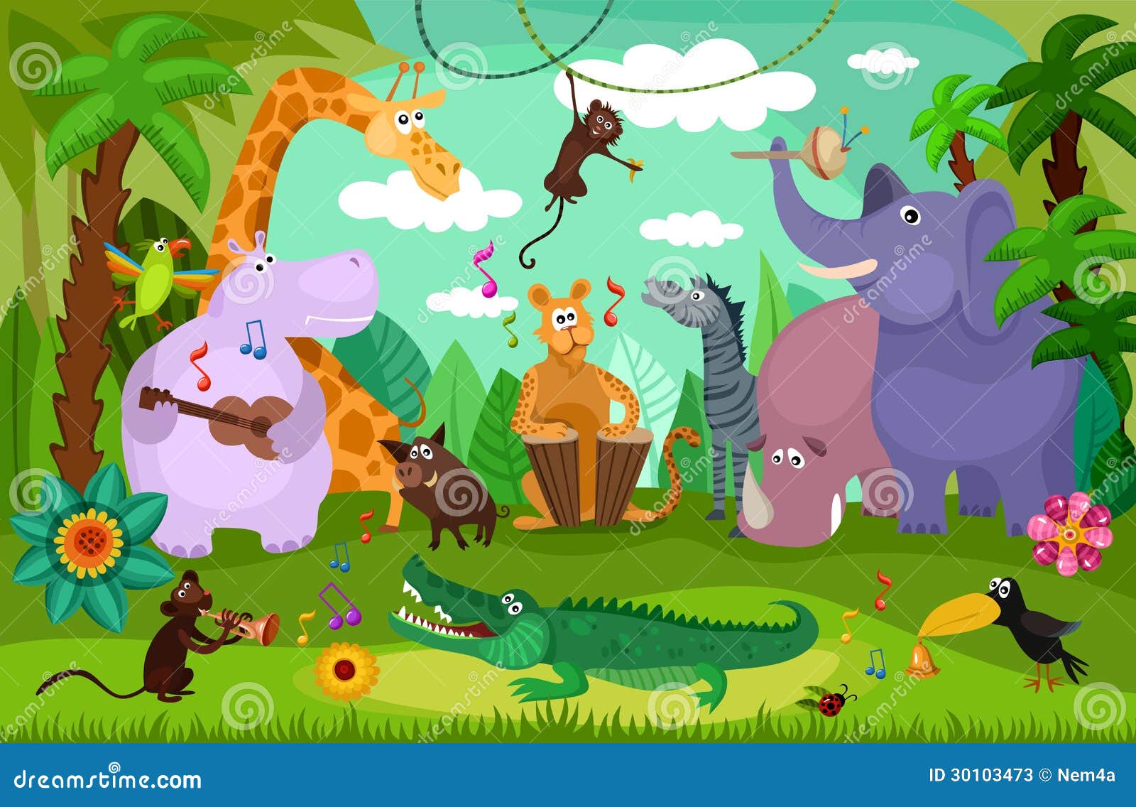 Forest concert stock vector. Illustration of animal, party - 30103473