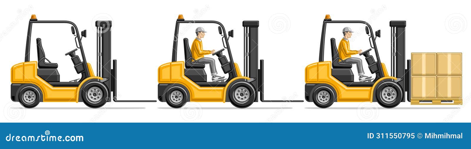 Vector Illustration of Forklift Trucks Stock Vector - Illustration of ...