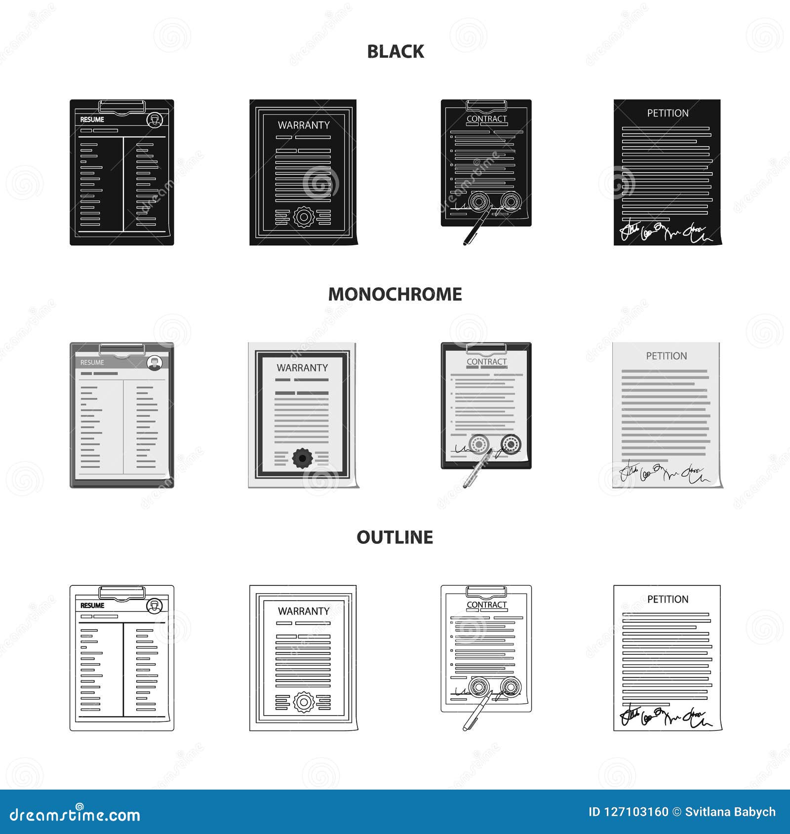 Vector Illustration of Form and Document Symbol. Collection of Form and ...