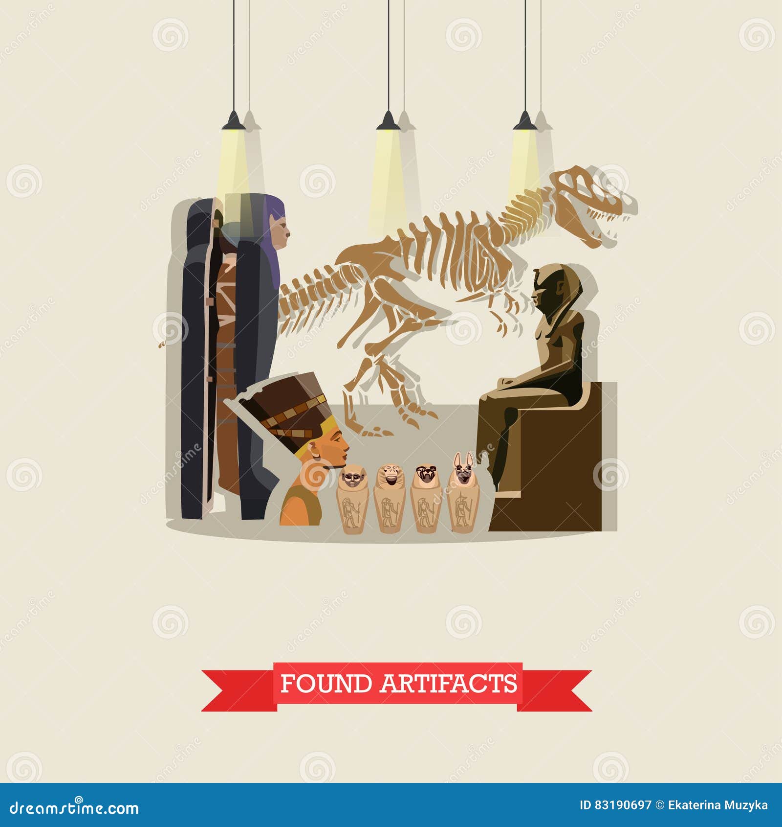 Egyptian Artifacts Vector Illustration. A Set Of Sacred Symbols And ...