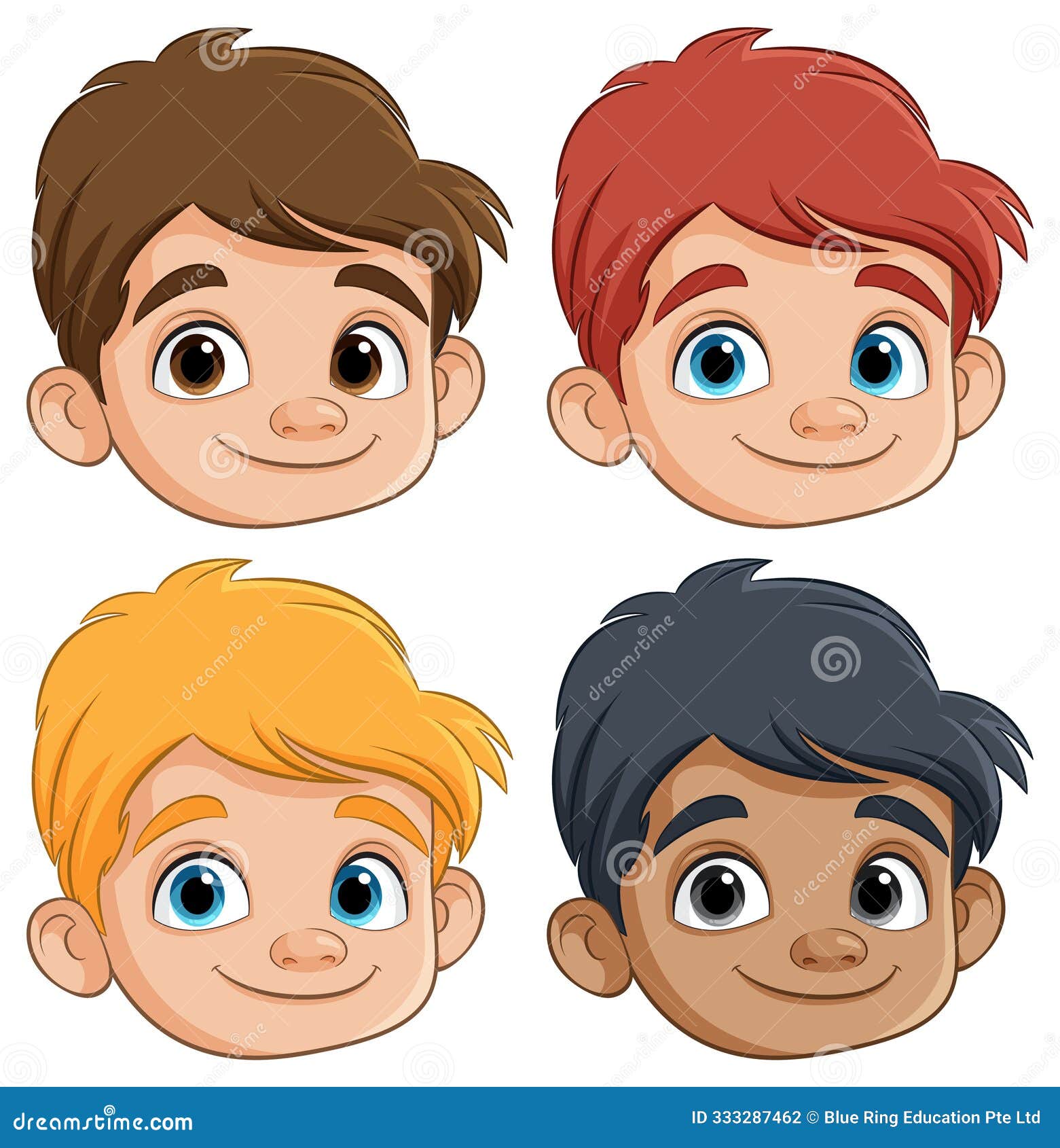 Vector Illustration of Four Boys Stock Vector - Illustration of cute ...