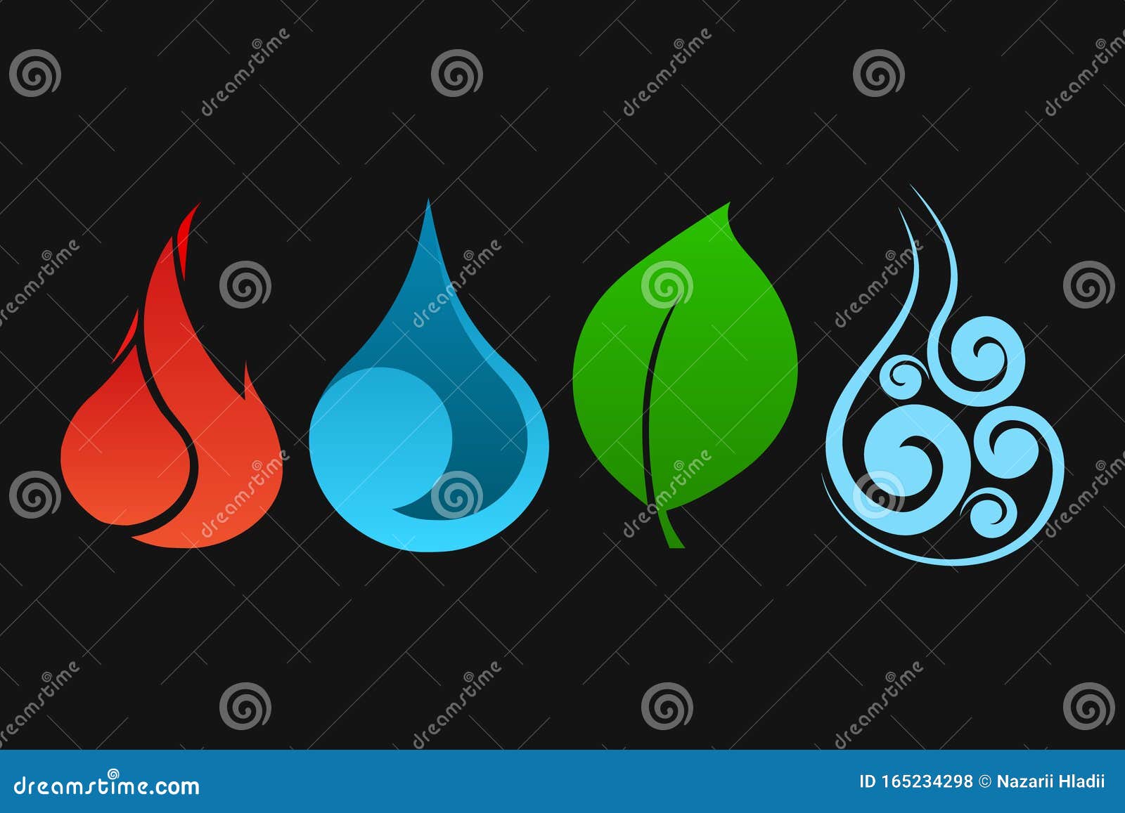 Illustration of Four Elements Design Set. Vector. Stock Vector ...
