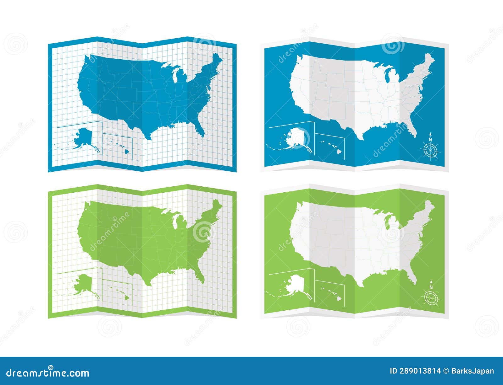 Illustration of a Four-fold USA Map Stock Illustration - Illustration ...