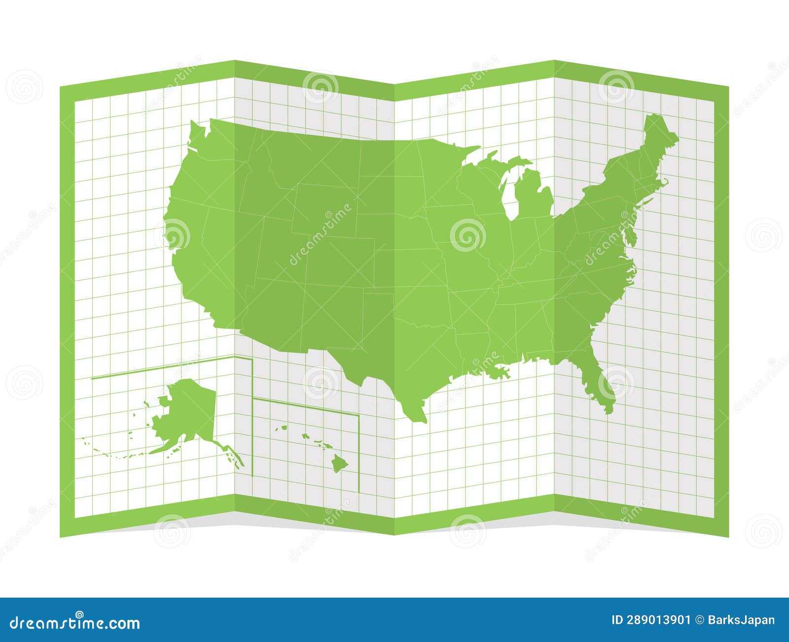 Illustration of a Four-fold USA Map Stock Vector - Illustration of land ...