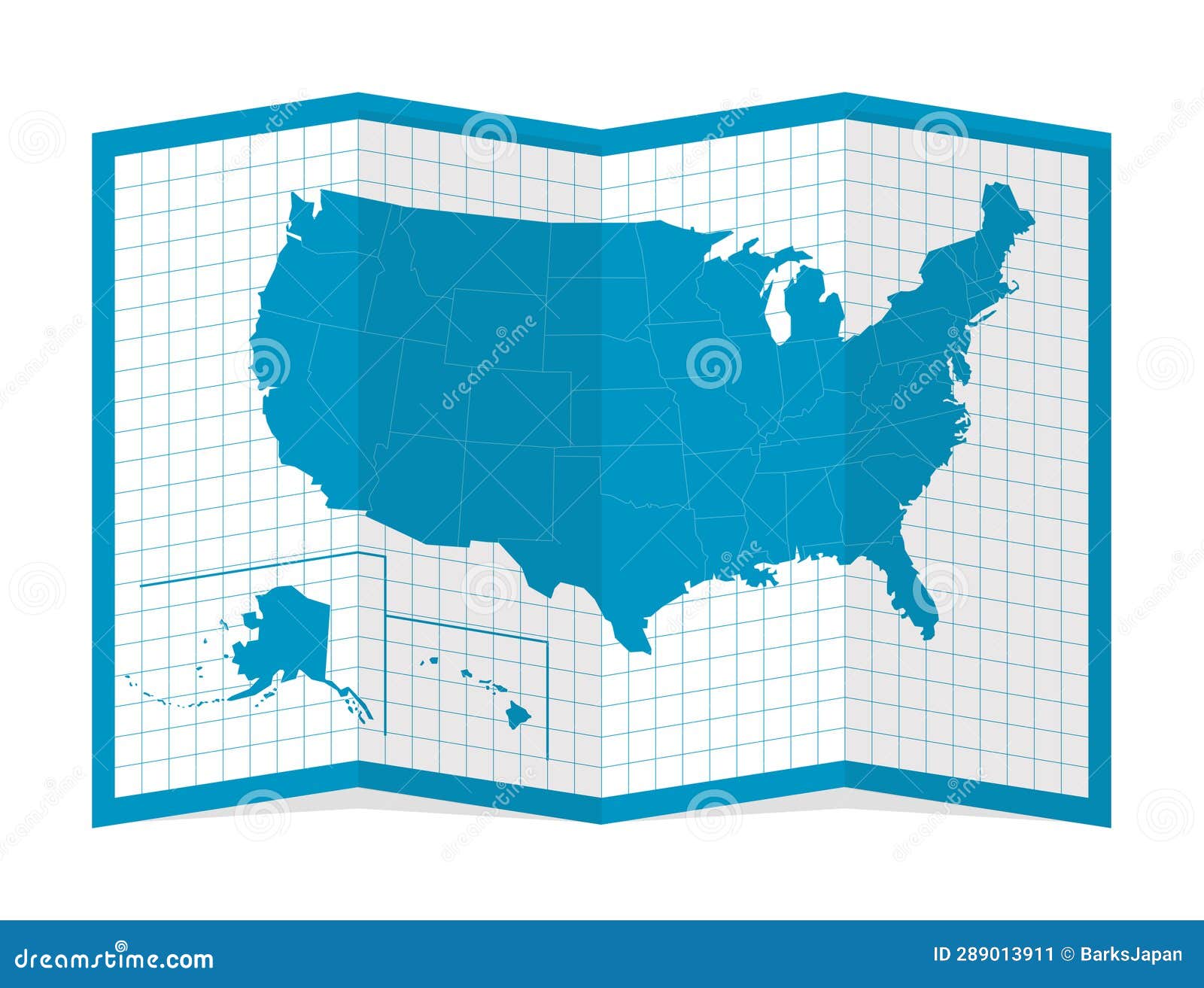 Illustration of a Four-fold USA Map Stock Vector - Illustration of ...