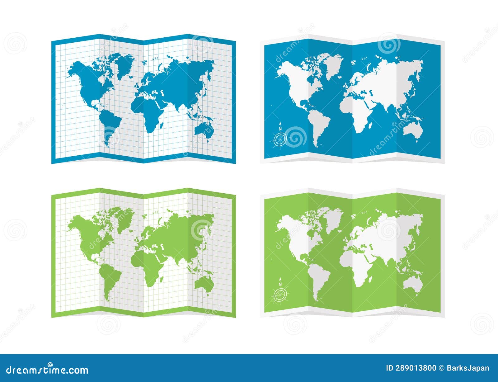 Illustration of Four-fold World Map Stock Vector - Illustration of land ...