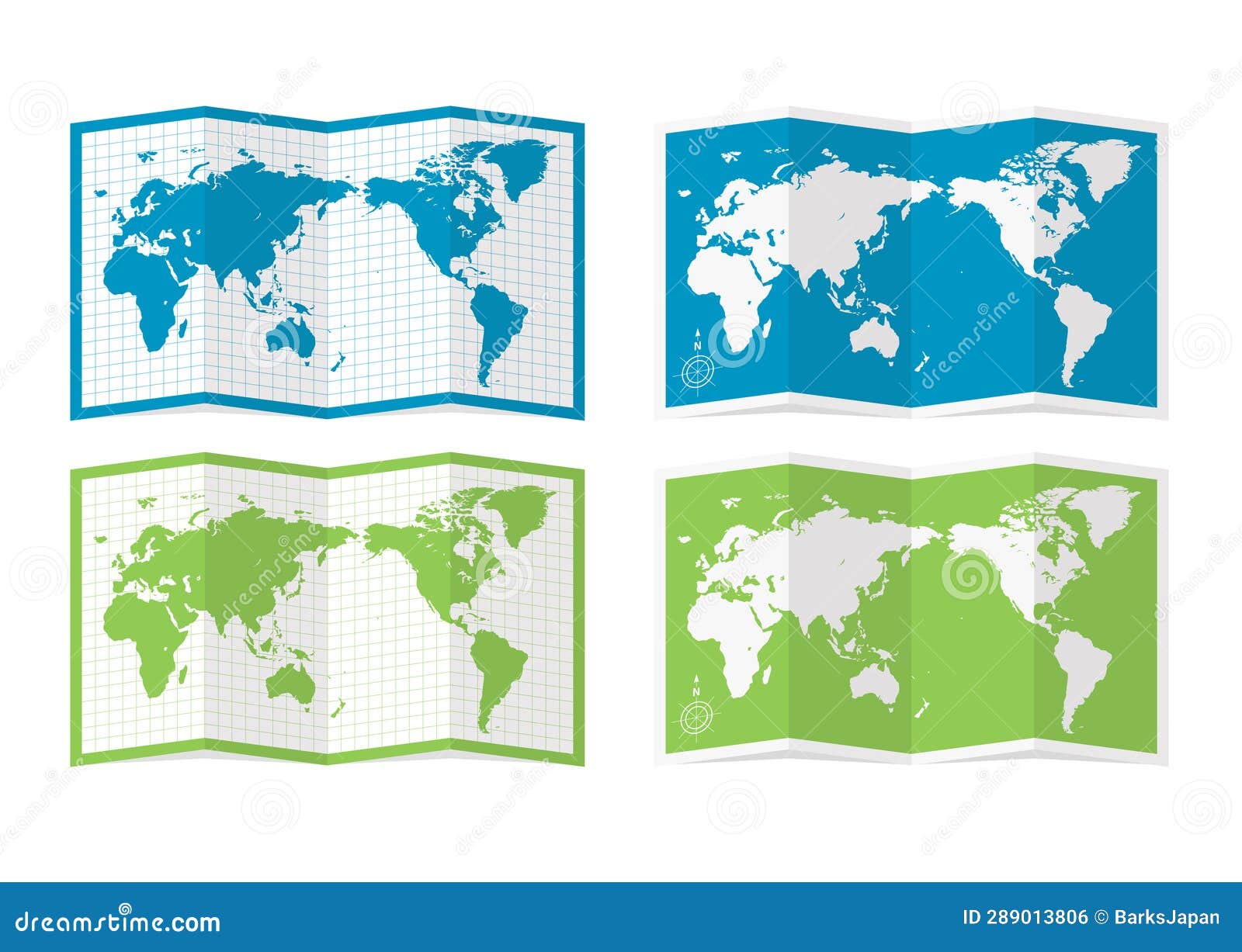 Illustration of Four-fold World Map Stock Vector - Illustration of ...
