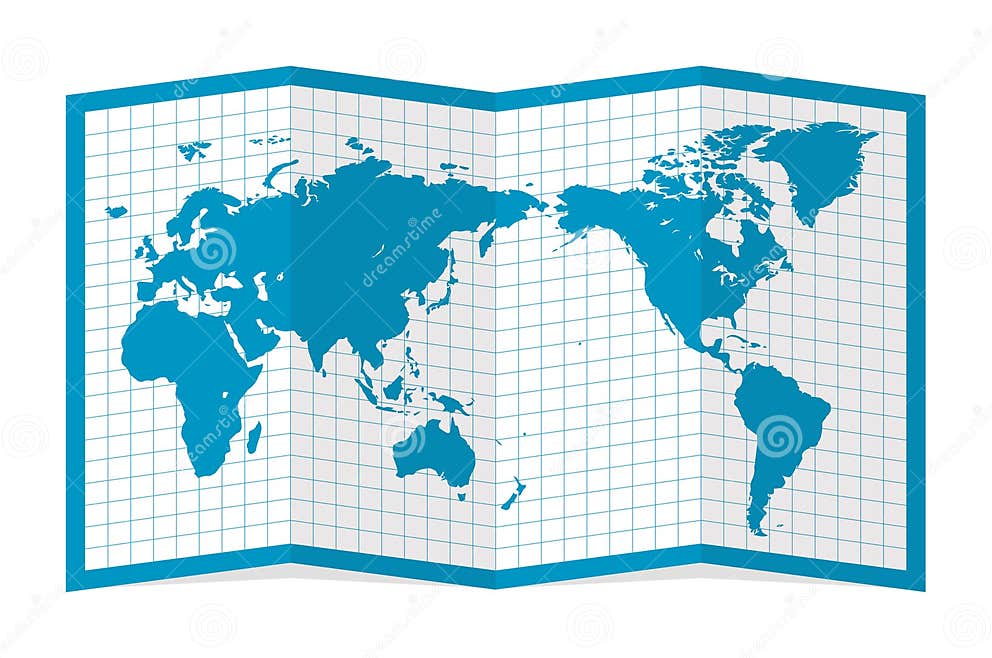 Illustration of Four-fold World Map Stock Vector - Illustration of ...