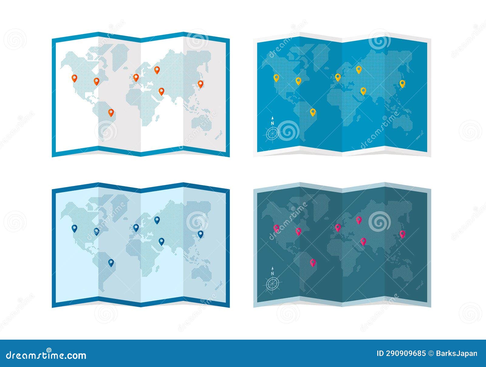 Vector Illustration of Four-fold World Map Stock Vector - Illustration ...