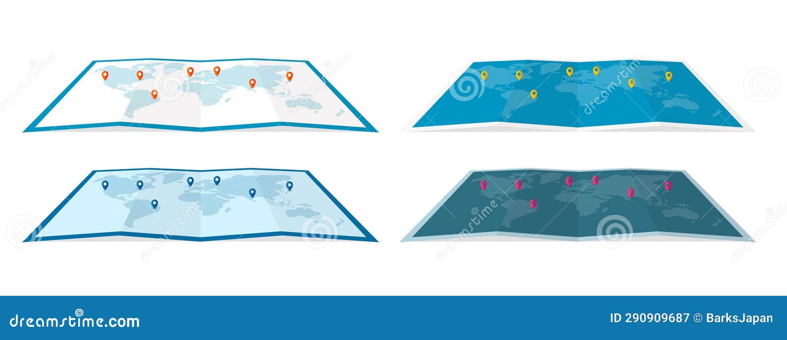 Vector Illustration of Four-fold World Map Stock Vector - Illustration ...