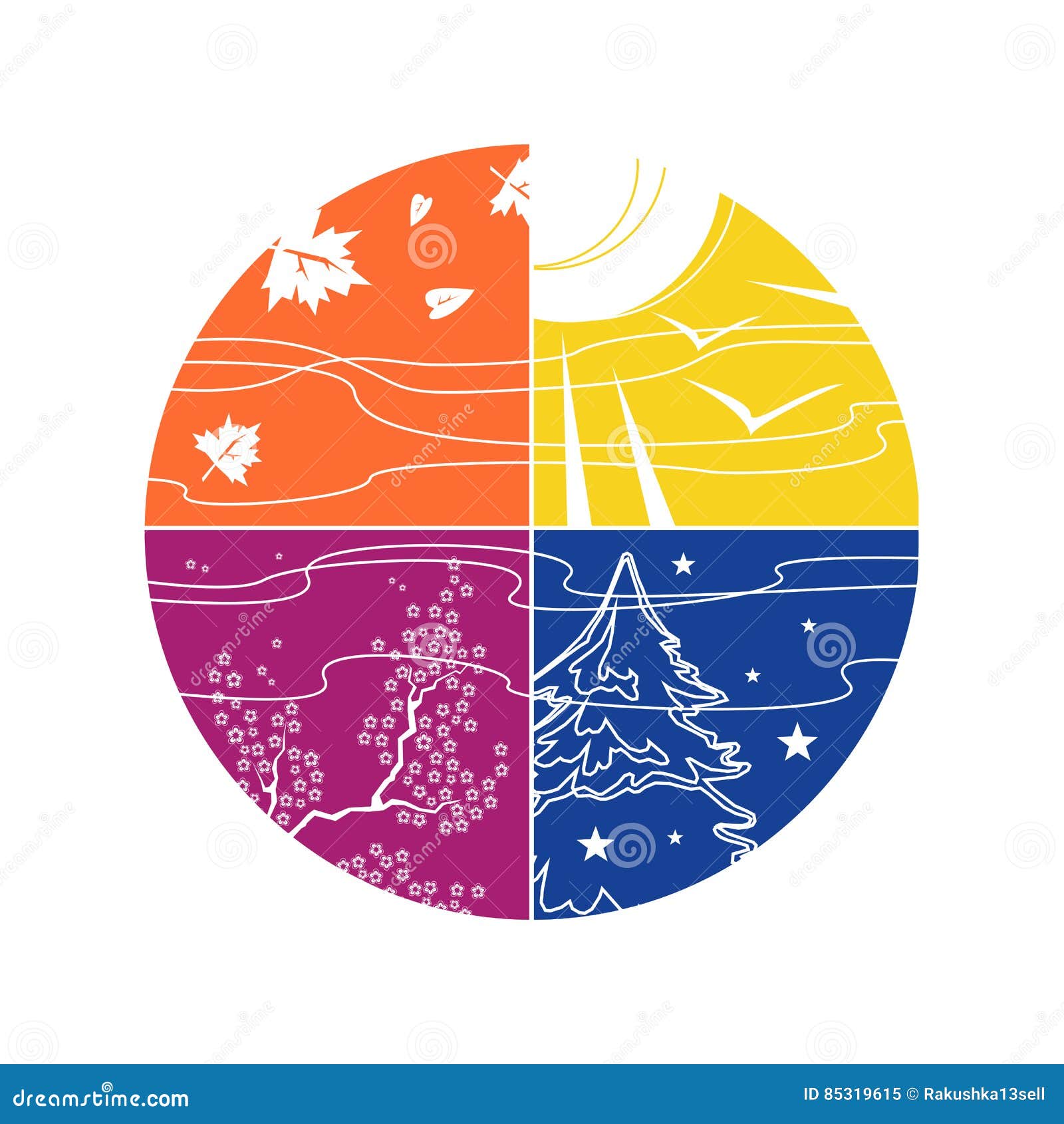 Vector Illustration of the Four Seasons in Circle Different Colors ... Vector Illustration of the Four Seasons in Circle Different Colors ...