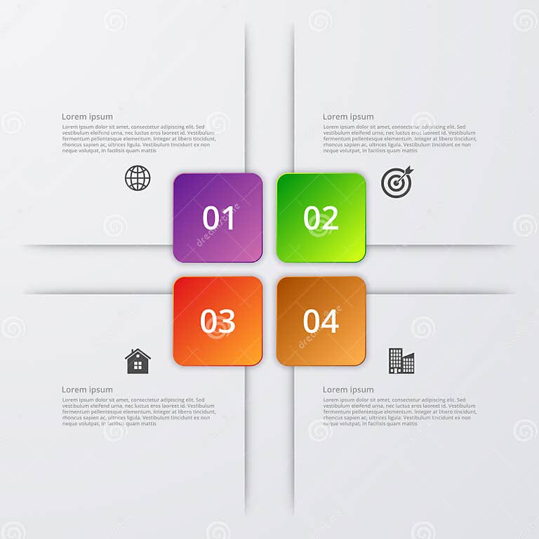 Vector Illustration of Four Square Infographics Stock Vector ...