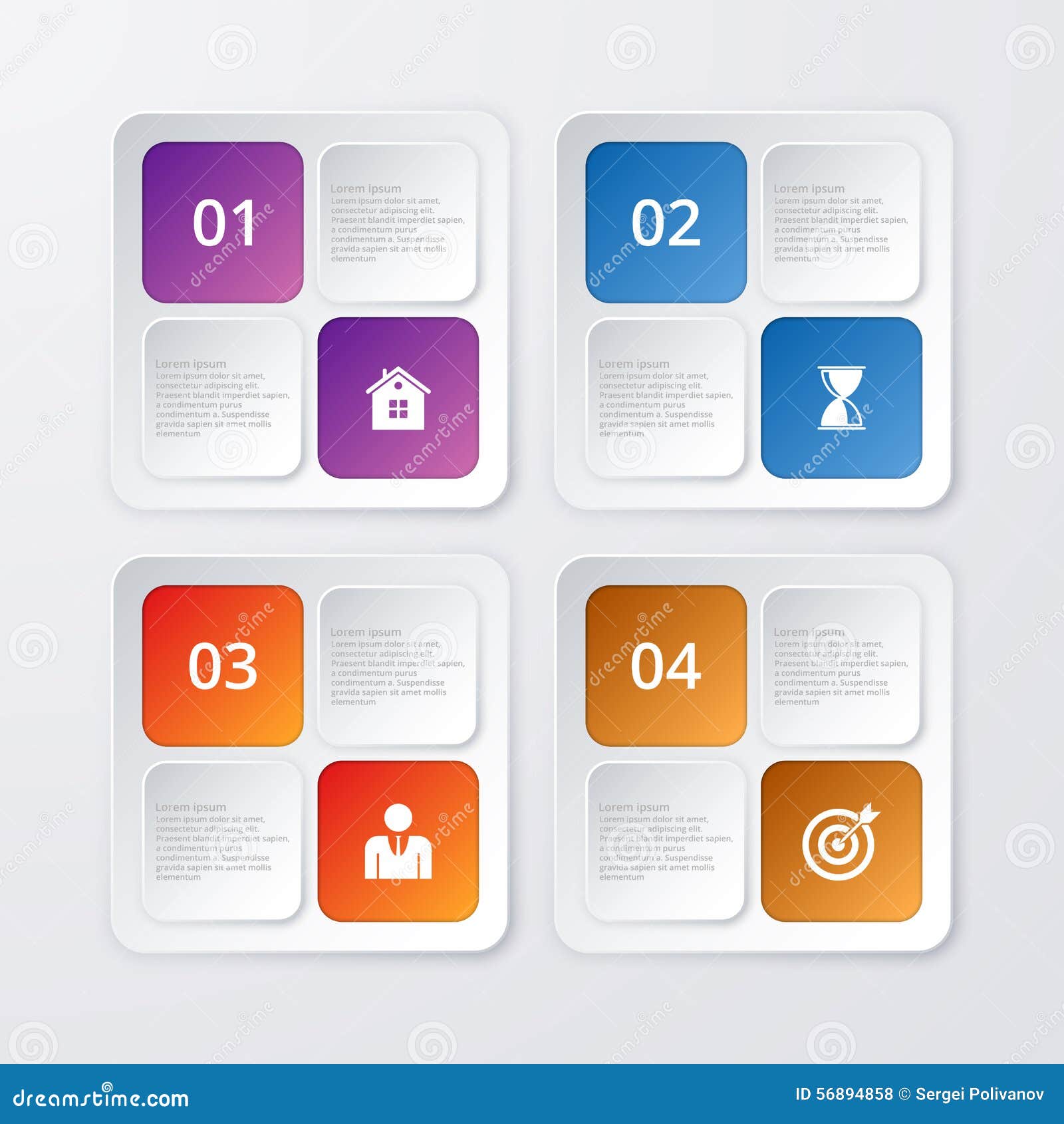 Vector Illustration of Four Square Infographics Stock Vector ...