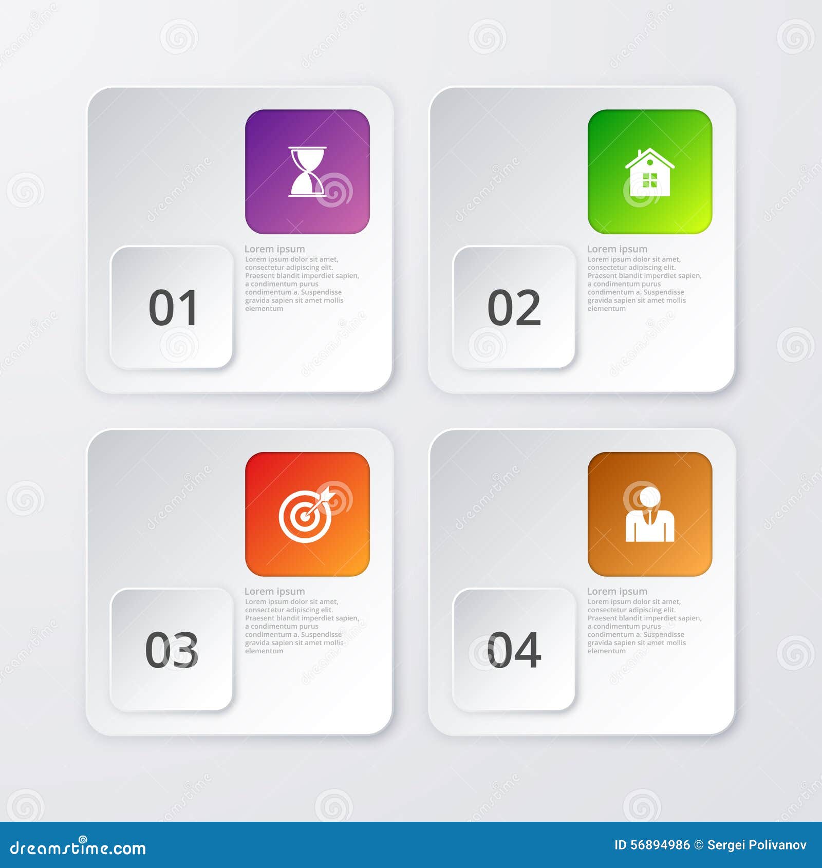 Vector Illustration of Four Square Infographics Stock Vector ...