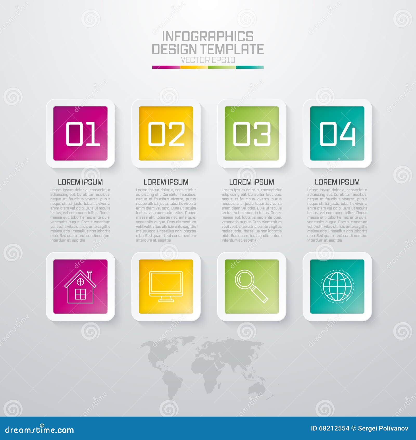 Vector Illustration of Four Square Infographics Stock Vector ...