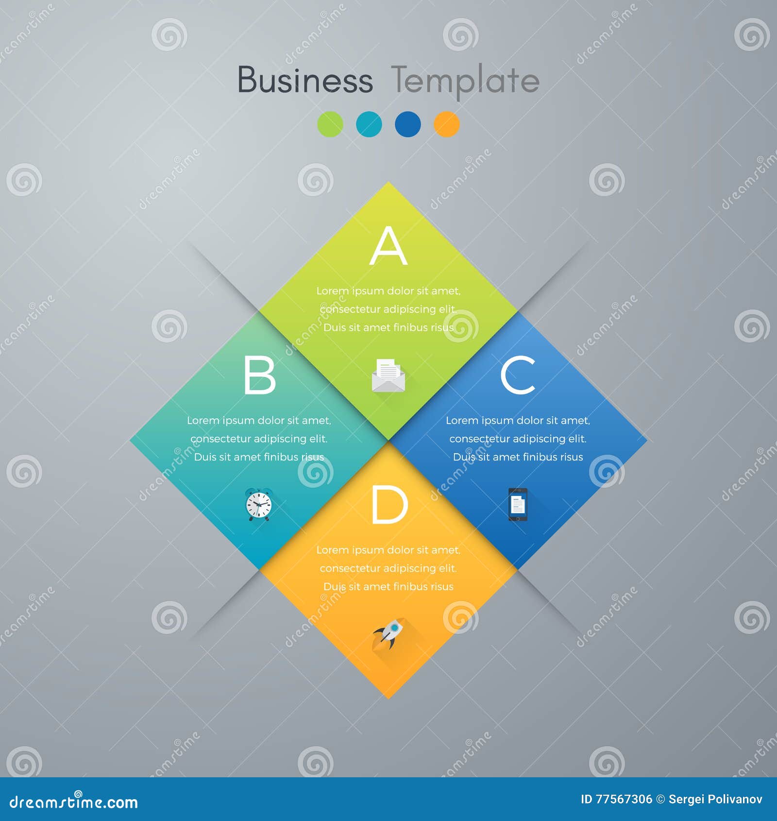 Vector Illustration of Four Square Infographics Stock Vector ...