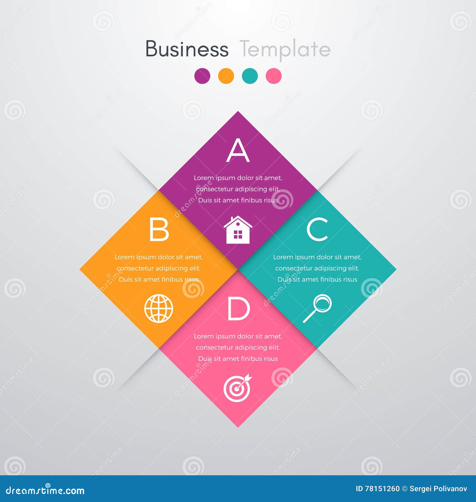 Vector Illustration of Four Square Infographics Stock Vector ...