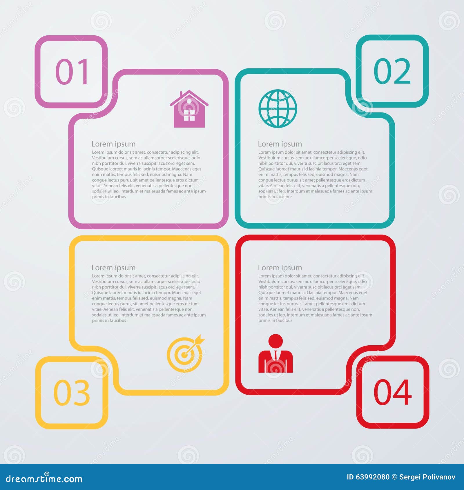 Vector Illustration Of Four Squares Linear Infographics. Stock Vector ...