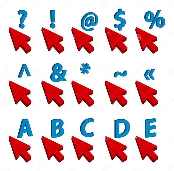 Vector Illustration of Four Types of Mouse Pointers on White Background ...