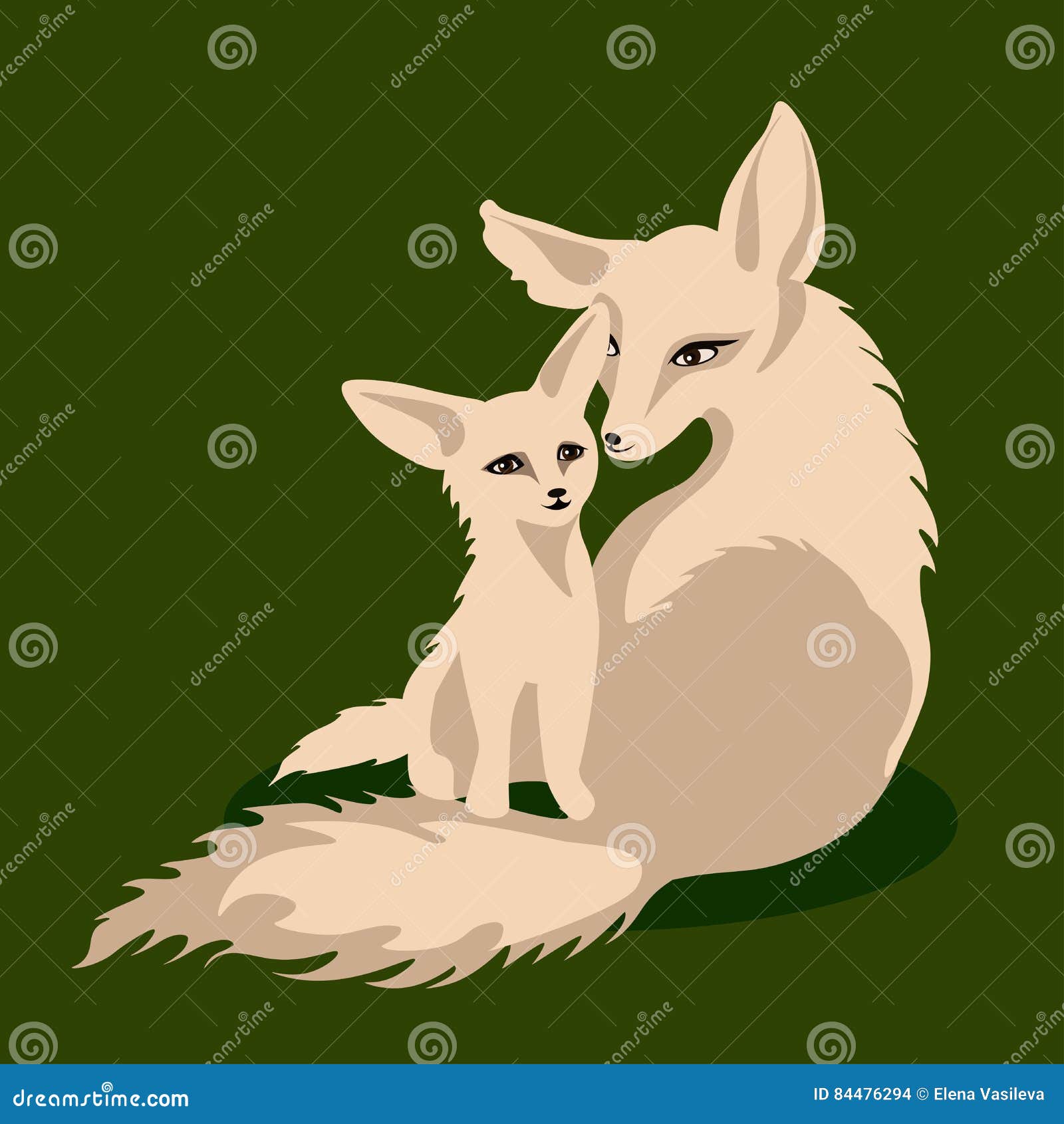 Vector Illustration of a Fox Family Stock Vector - Illustration of card ...