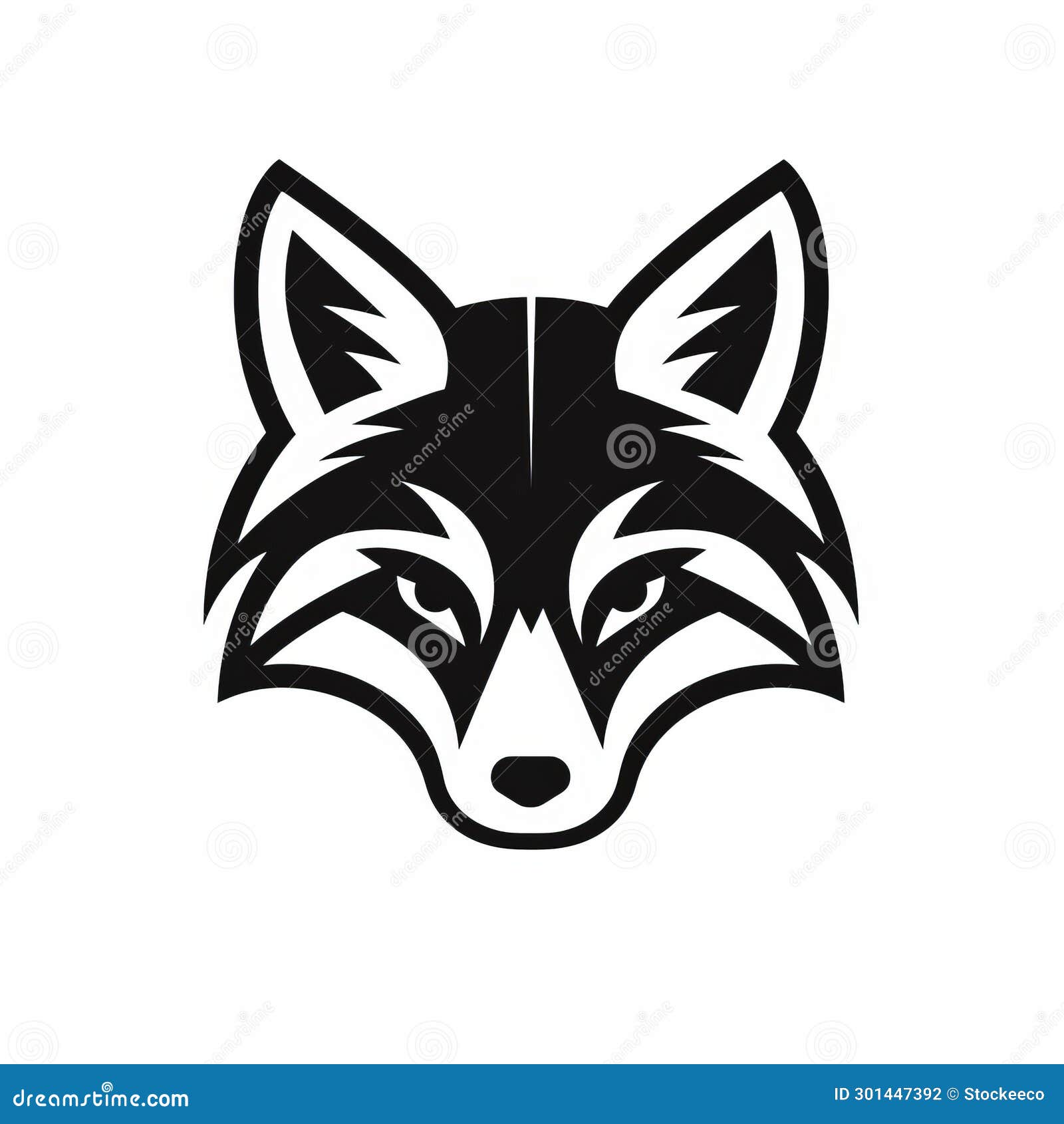 Bold Black and White Fox Head Icon Vector on White Background Stock ...