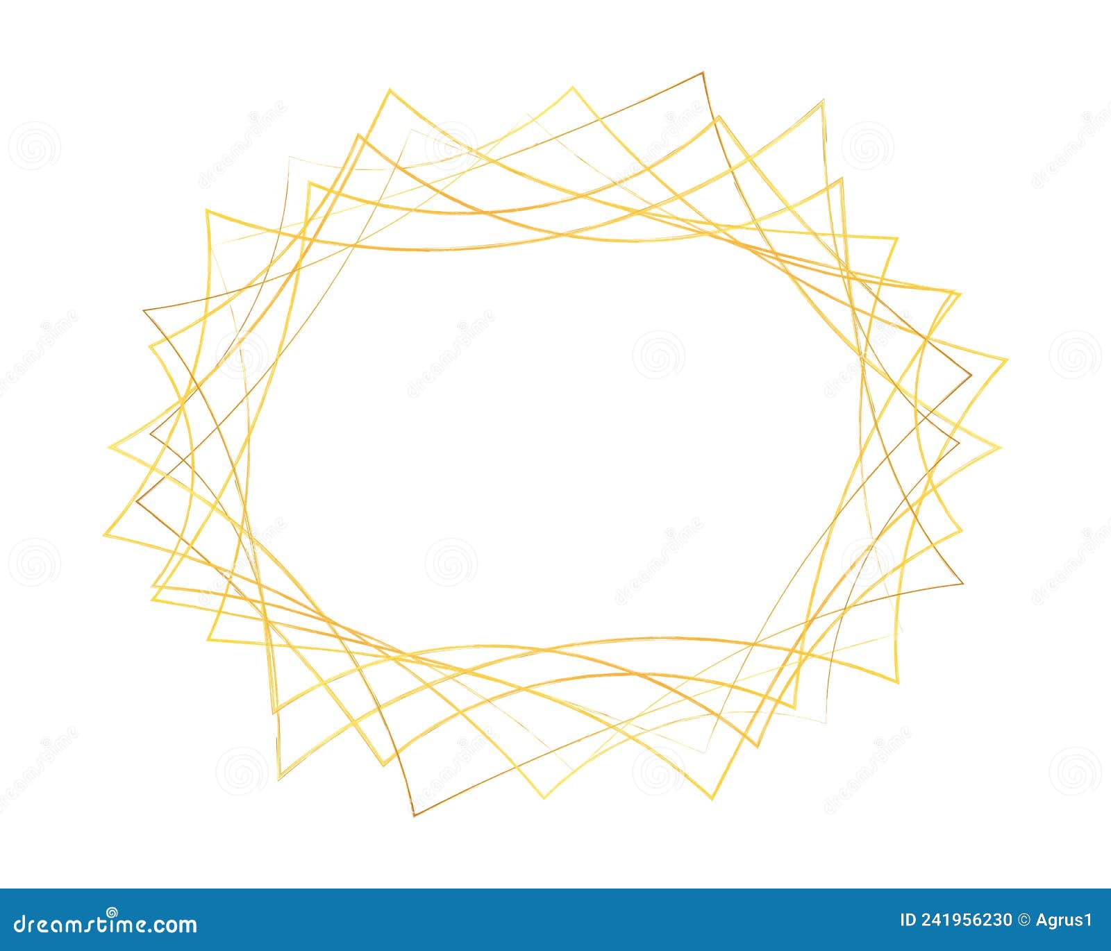 Vector Illustration of Frame with Abstract Gold Colored Waves Lines on ...