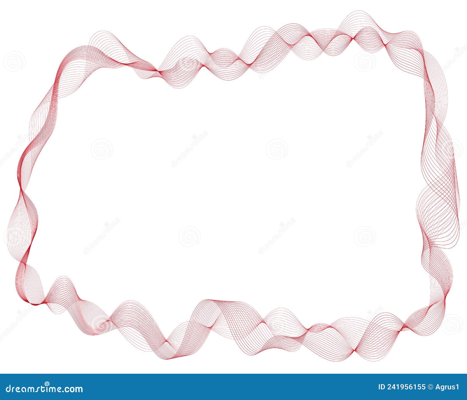 Vector Illustration of Frame with Abstract Red Colored Waves Lines on ...