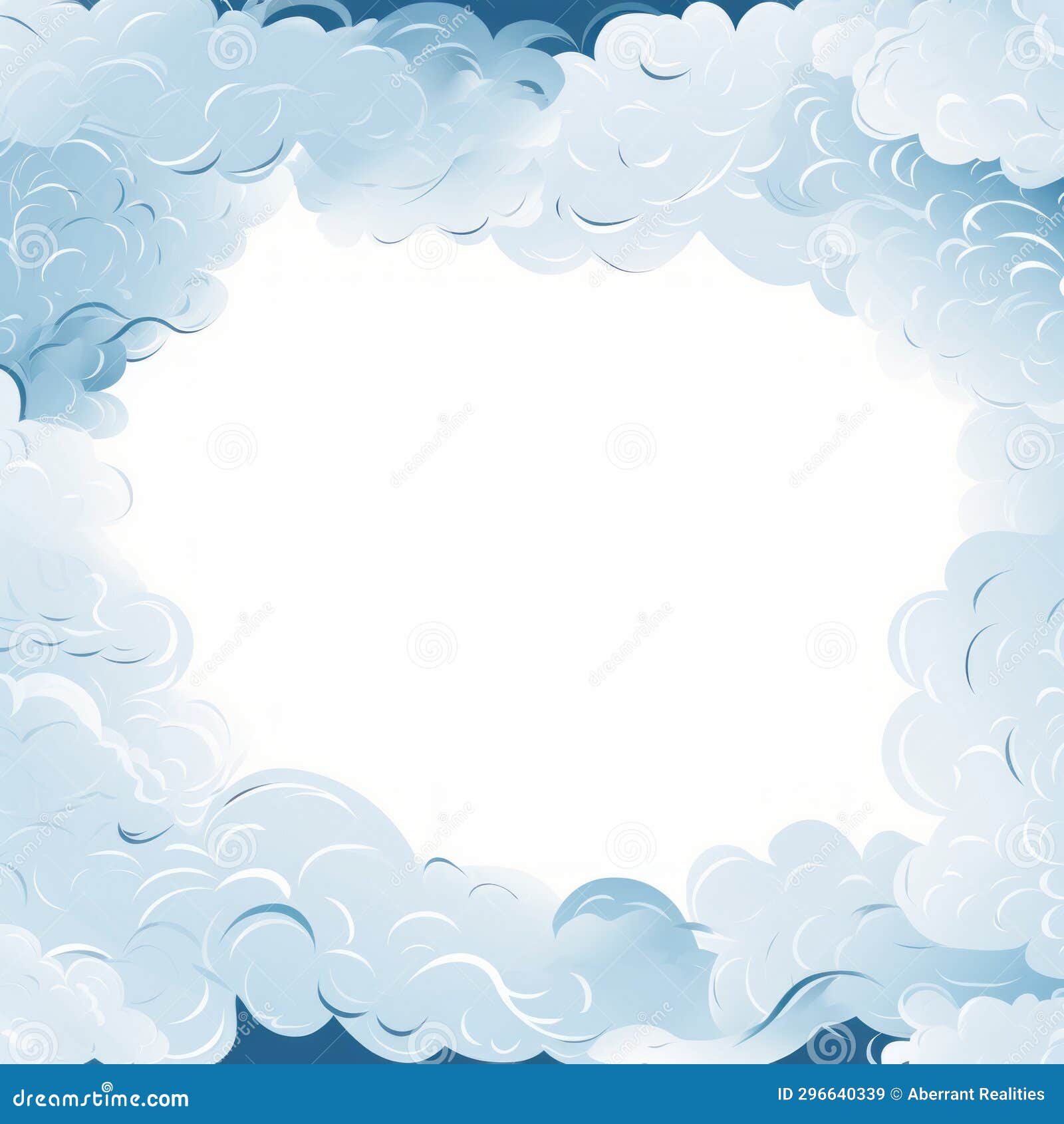 Vector Illustration of a Frame with Clouds on a Blue Sky Background ...