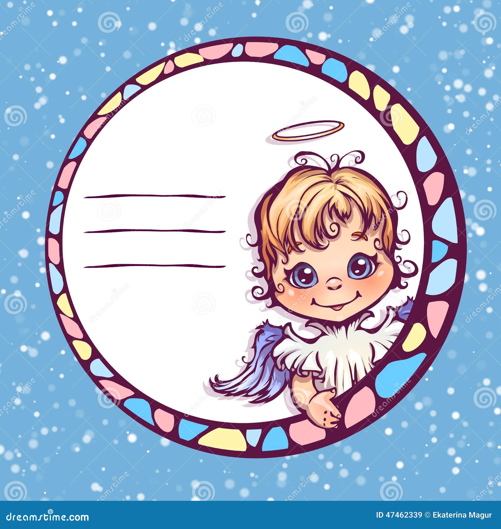 Vector Illustration of Frame with Cute Angel Stock Vector ...
