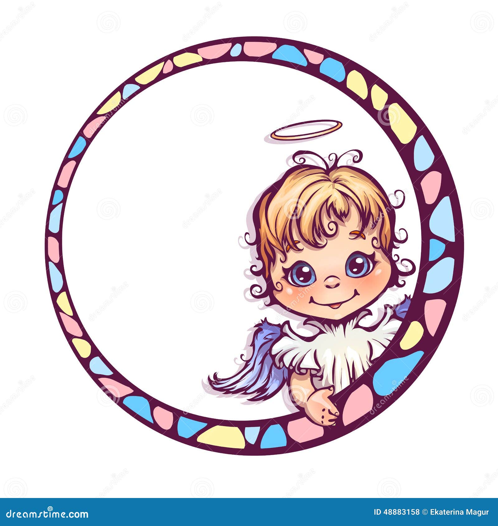 Vector Illustration of Frame with Cute Angel Stock Vector ...