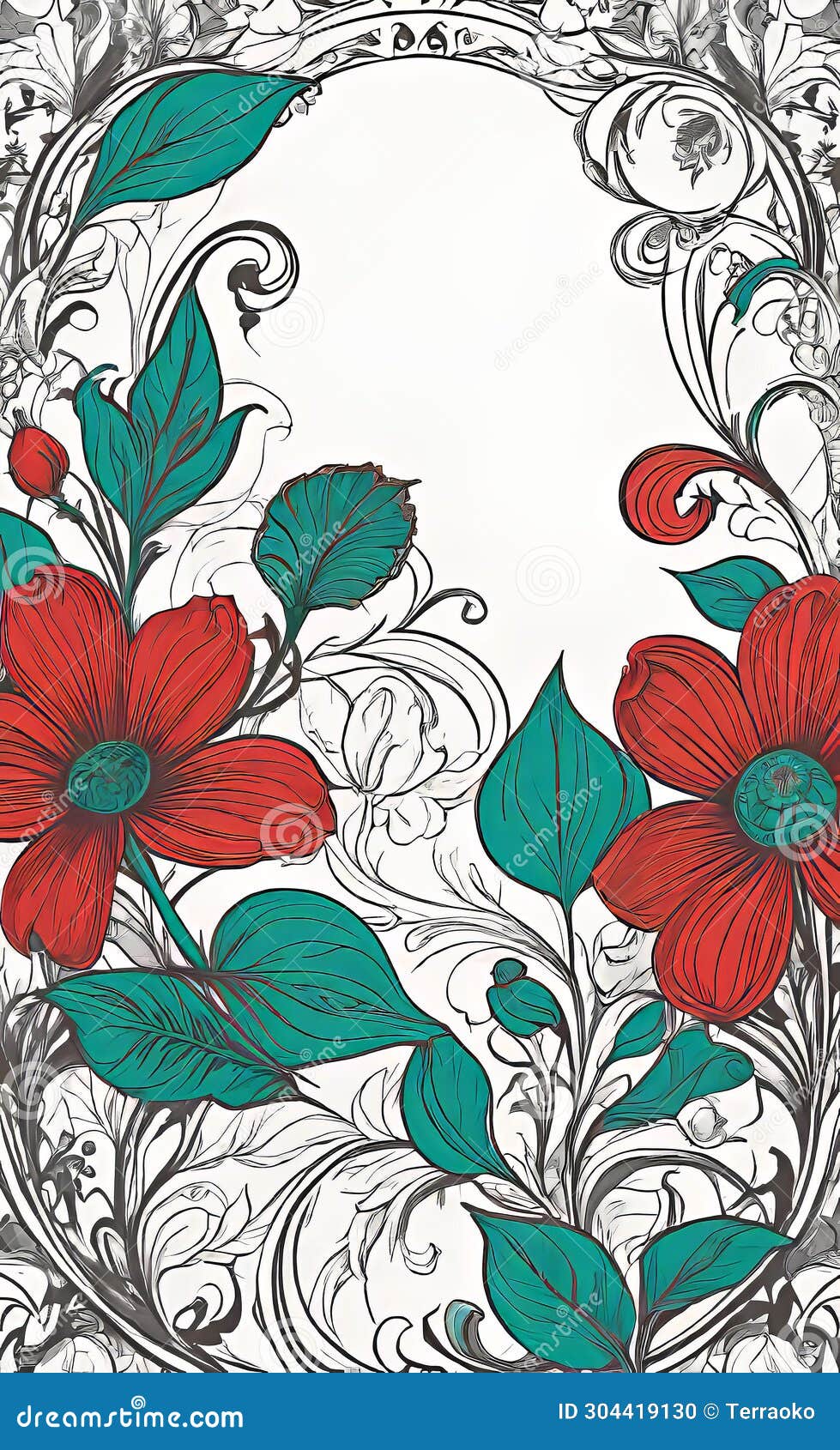 Vector Illustration, Frame with Floral Pattern in Retro Vintage Style ...