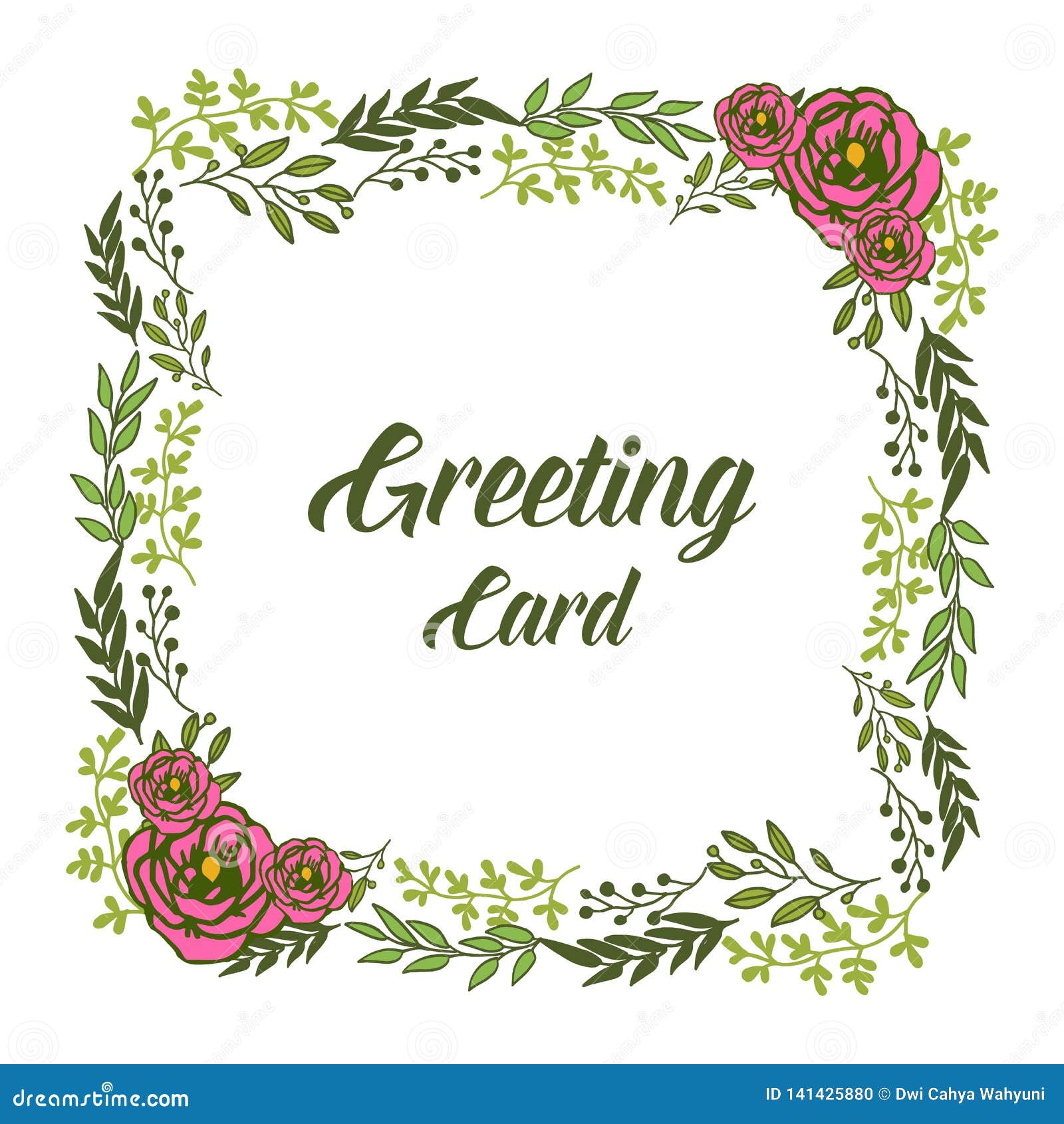 Vector Illustration Frame Flower Red and Pink for Greeting Card Design ...