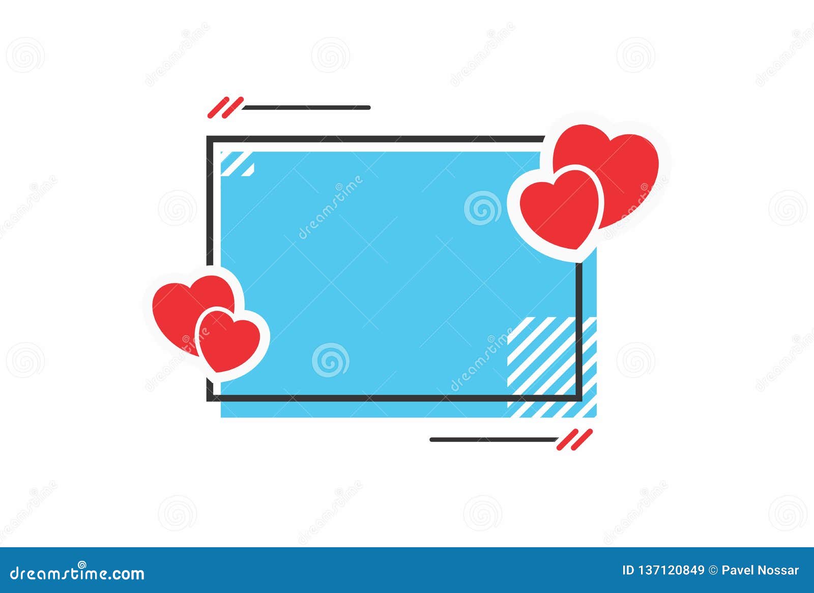 Vector Illustration Frame and Hearts. the Form for the Love Message of ...